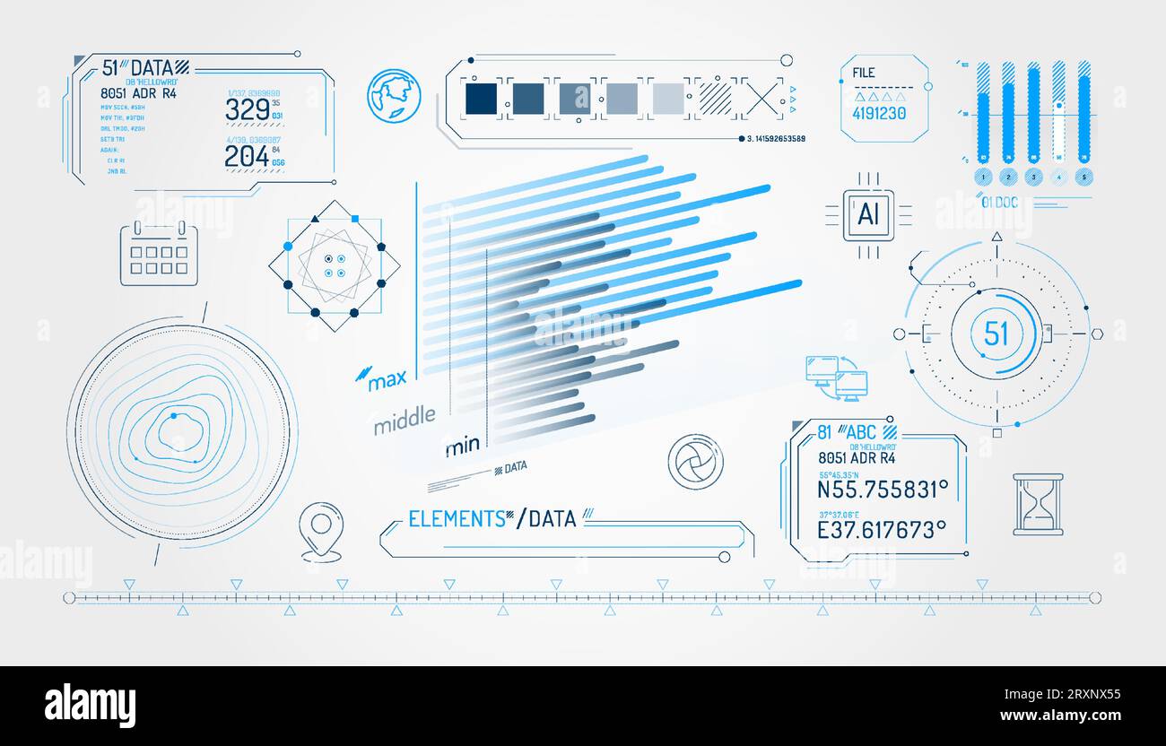 Set of infographic elements about data exchange and geolocation Stock ...