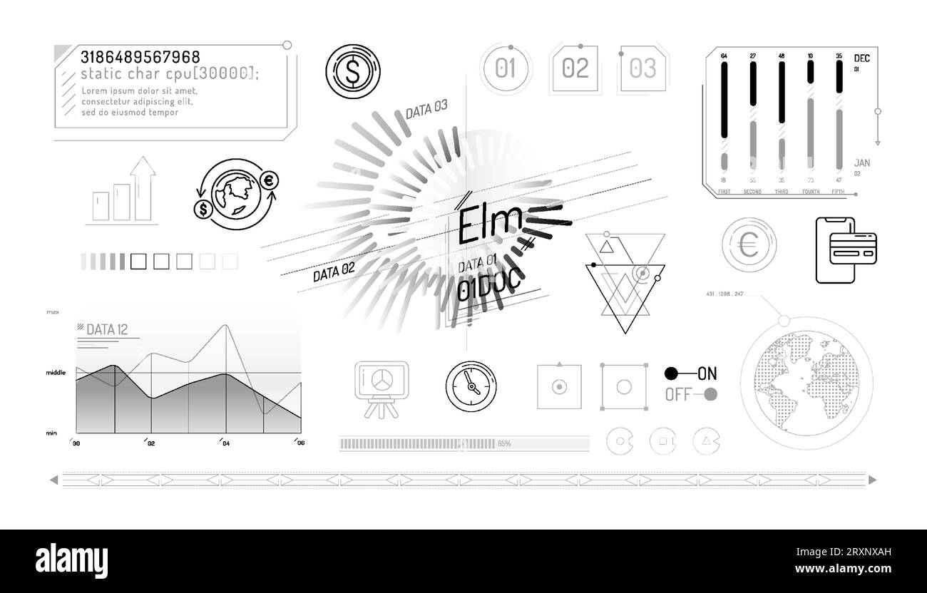 Set of infographic elements about currencies and exchange rates changes ...