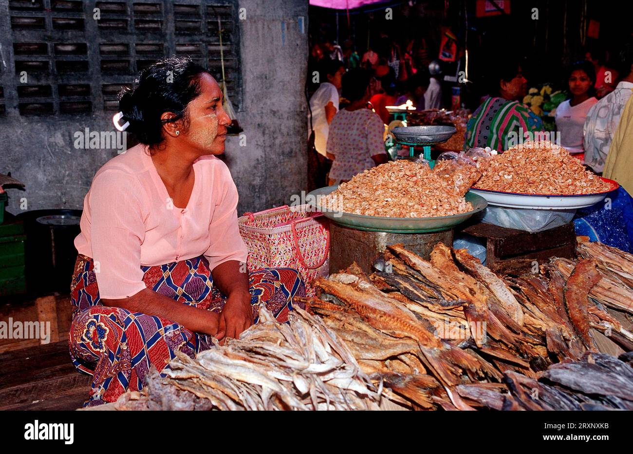 Vendor at market stall, Kawthaung, Burma, Myanmar, Market woman at ...