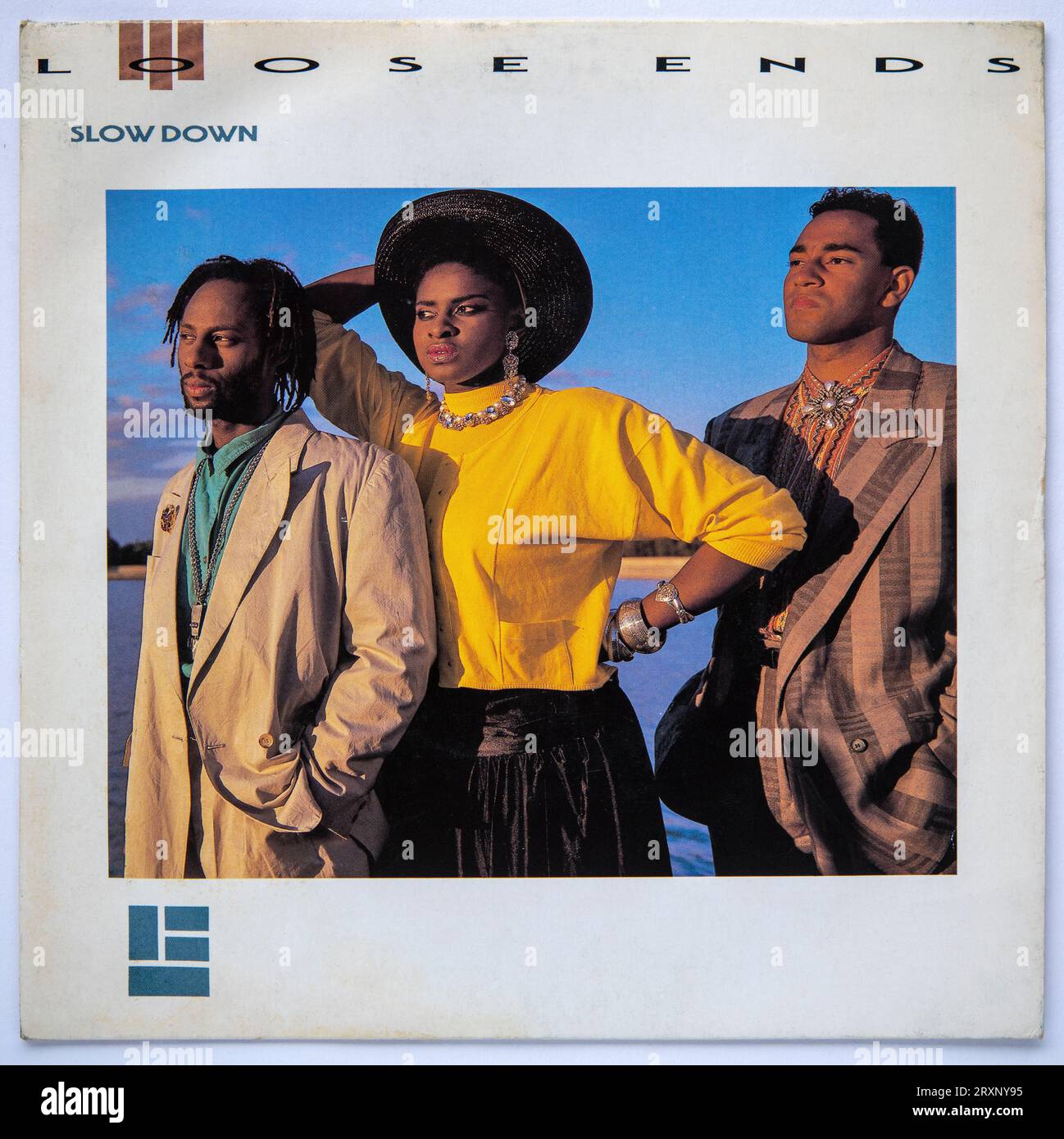 Picture cover of the seven inch single version of Slow Down by Loose Ends, which was released in ...