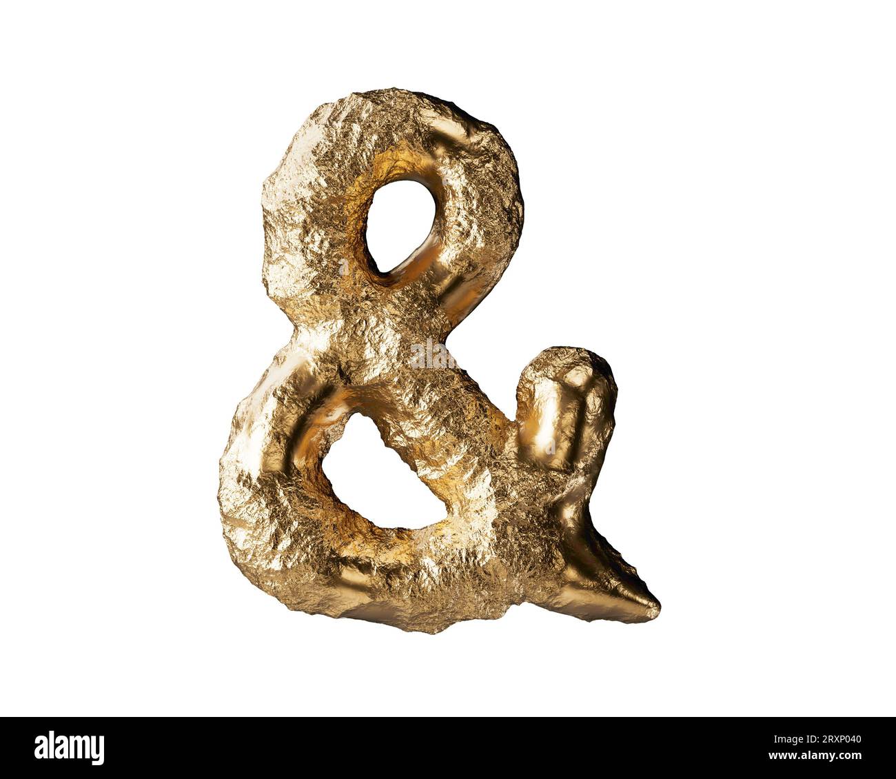 Symbols made of raw gold. 3d illustration of golden alphabet isolated ...