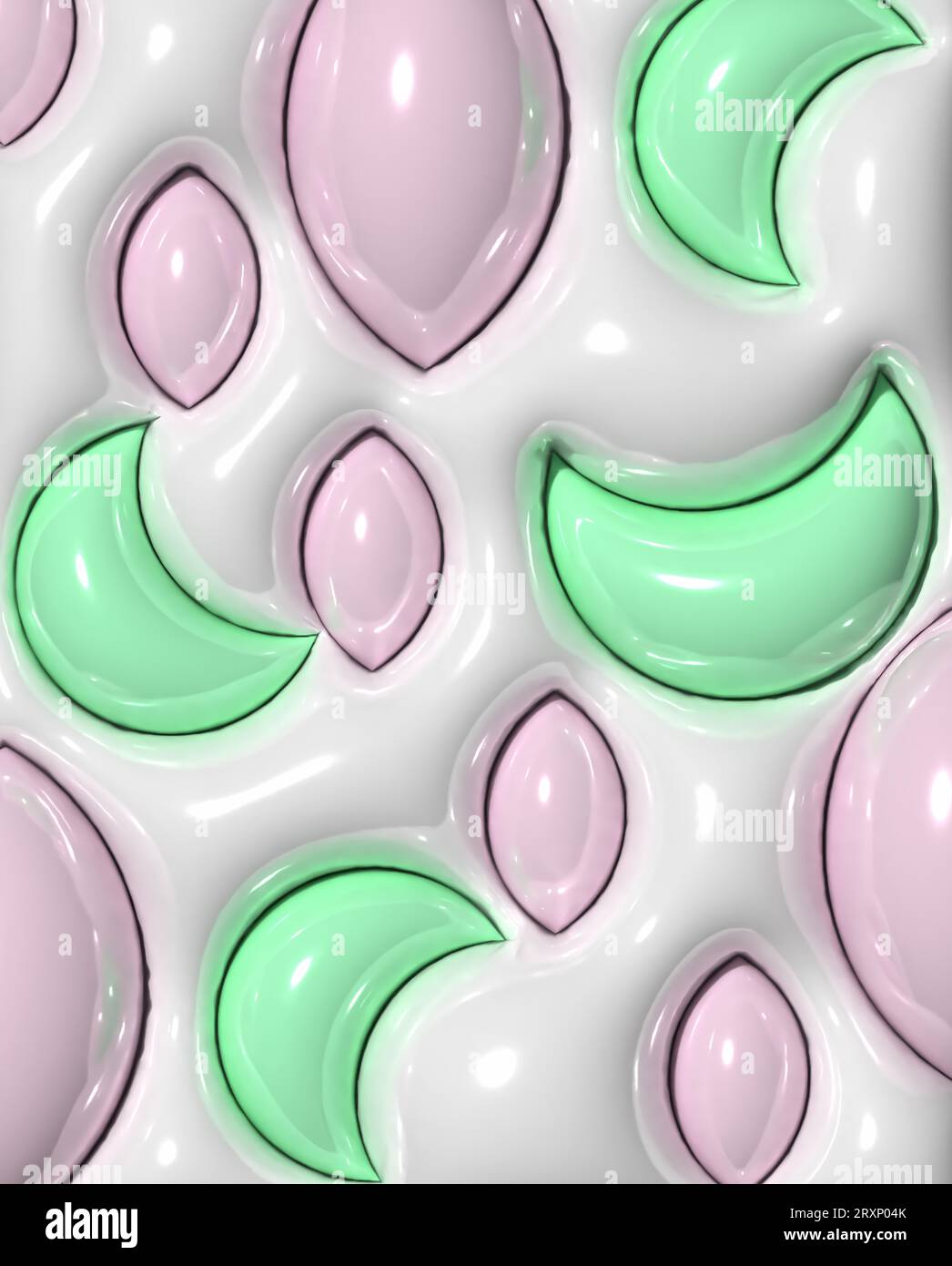 Pink background with inflated figures, 3D rendering illustration Stock Photo - Alamy