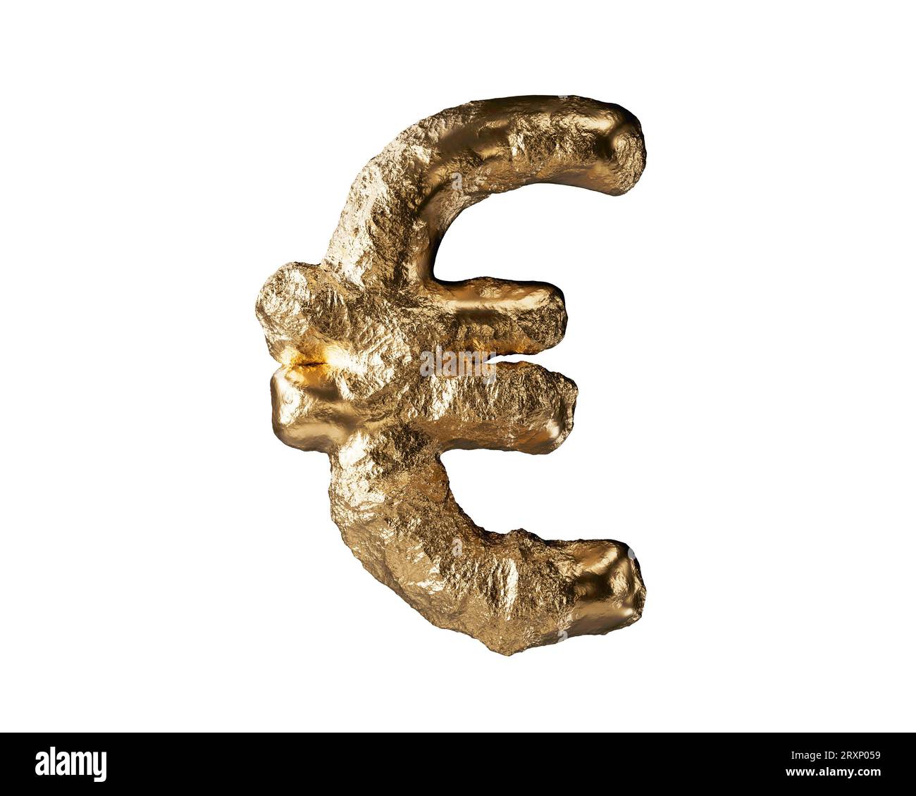 Symbols made of raw gold. 3d illustration of golden alphabet isolated ...