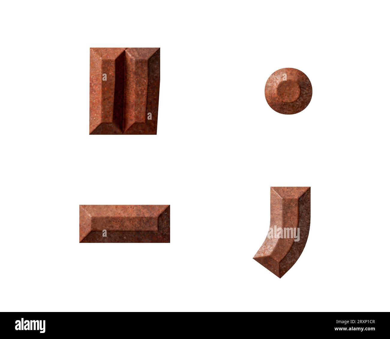 Symbol made of rusty metal. 3d illustration of rusty symbols isolated ...