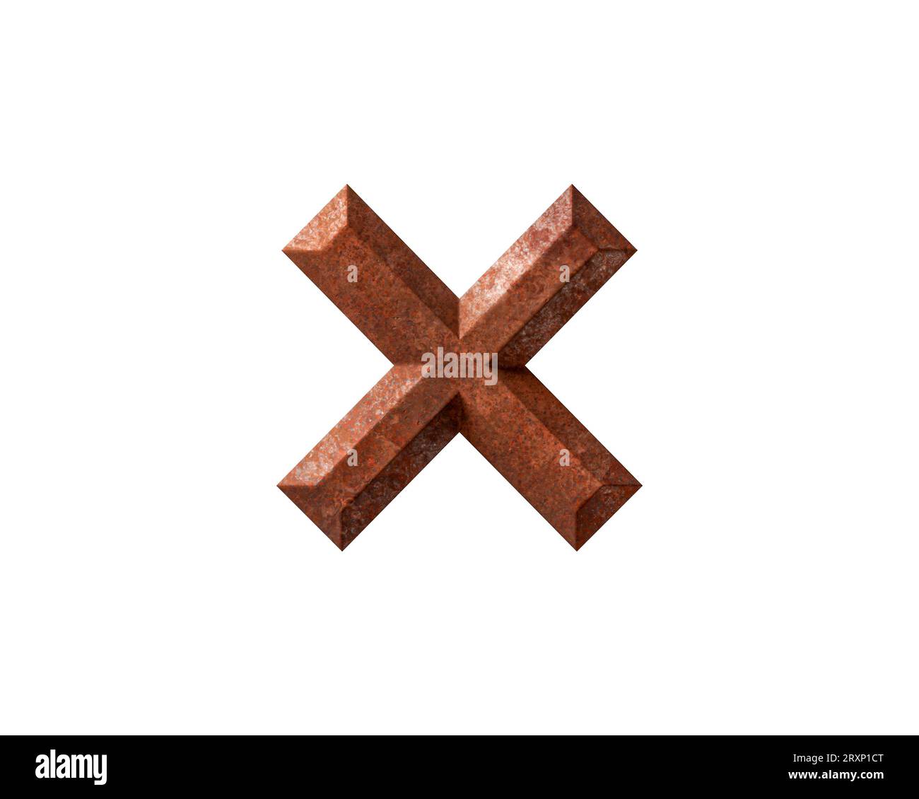 Symbol made of rusty metal. 3d illustration of rusty symbols isolated ...