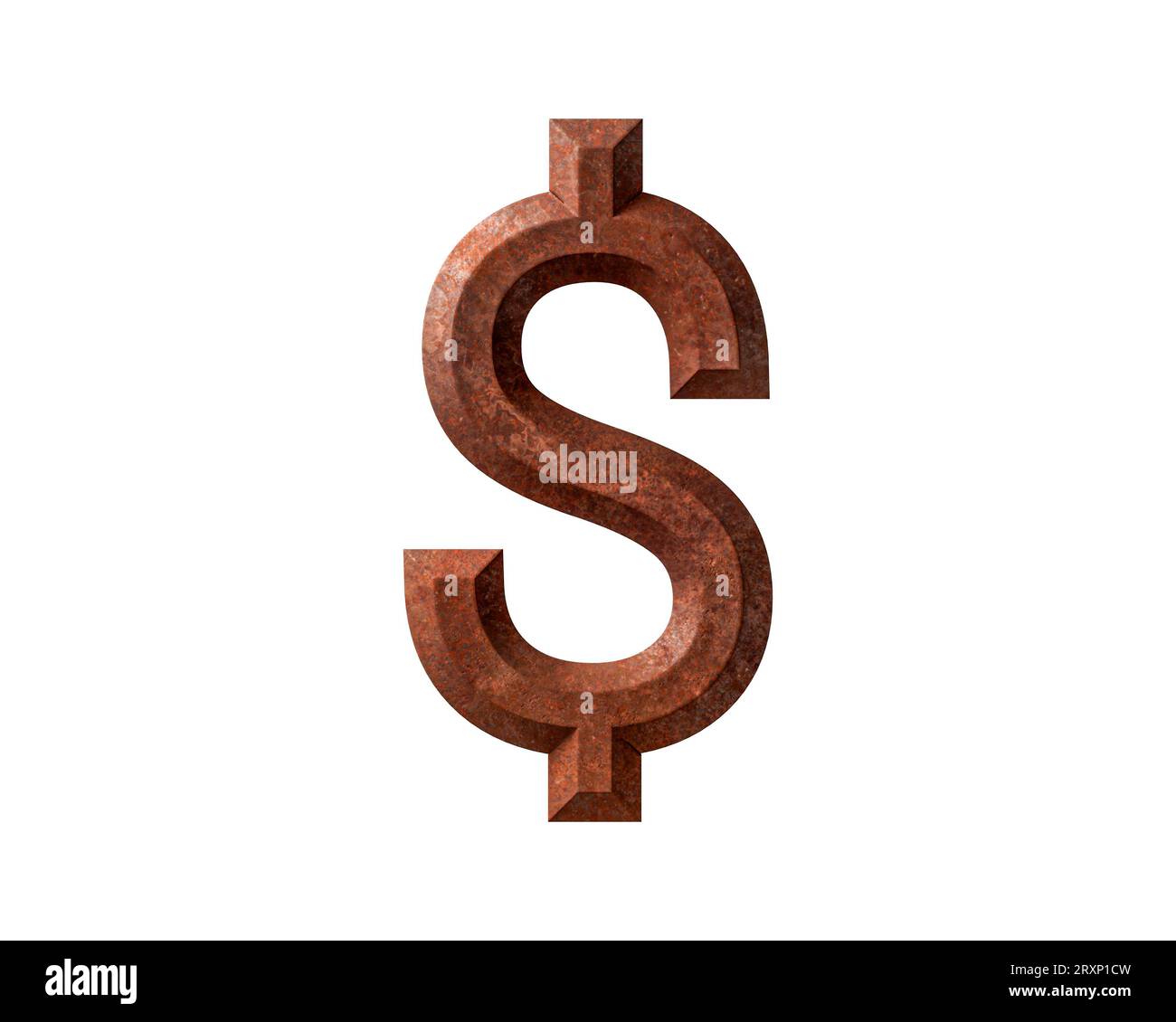 Symbol made of rusty metal. 3d illustration of rusty symbols isolated ...