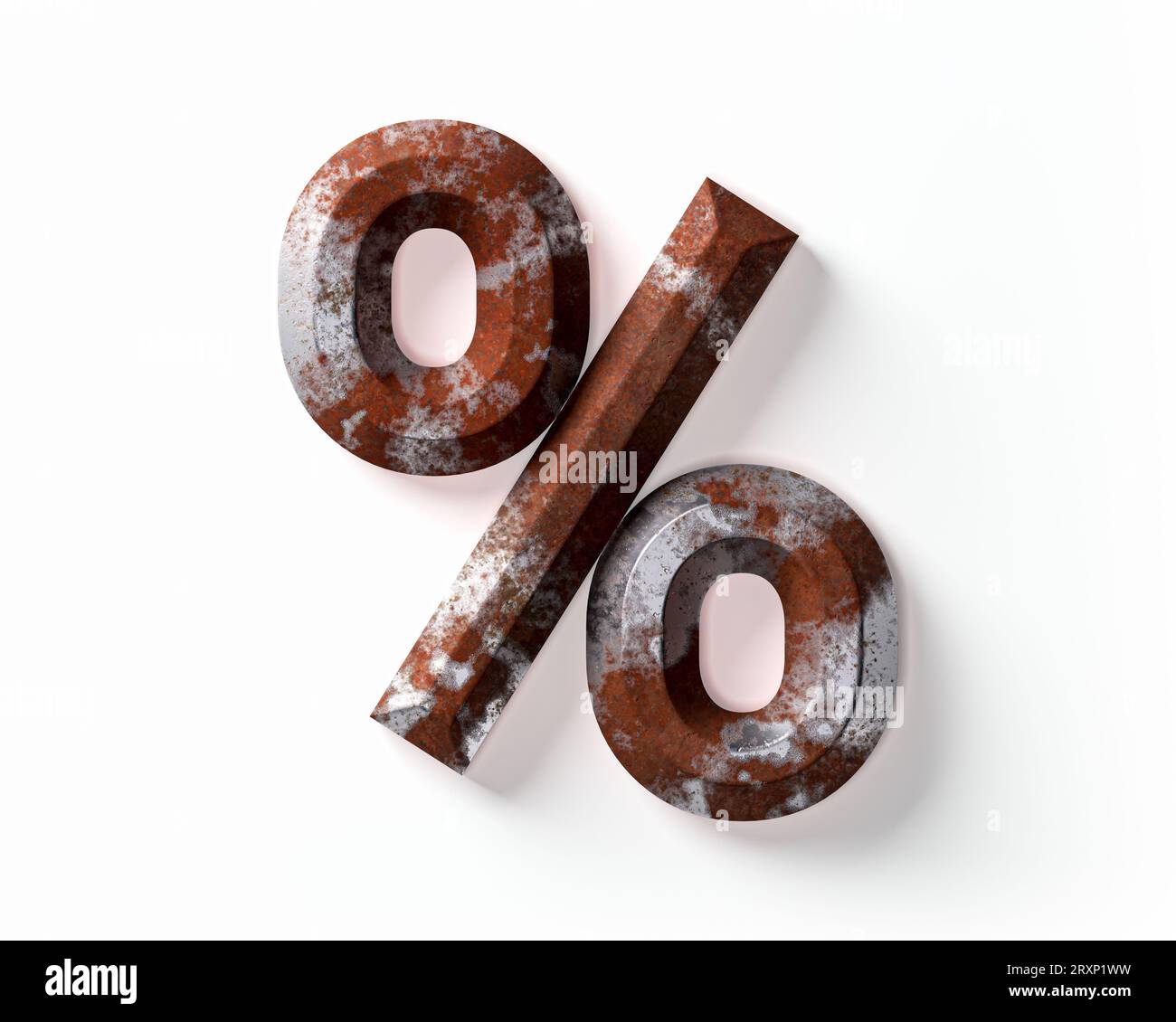 Symbol made of rusty metal. 3d illustration of rusty symbols isolated ...