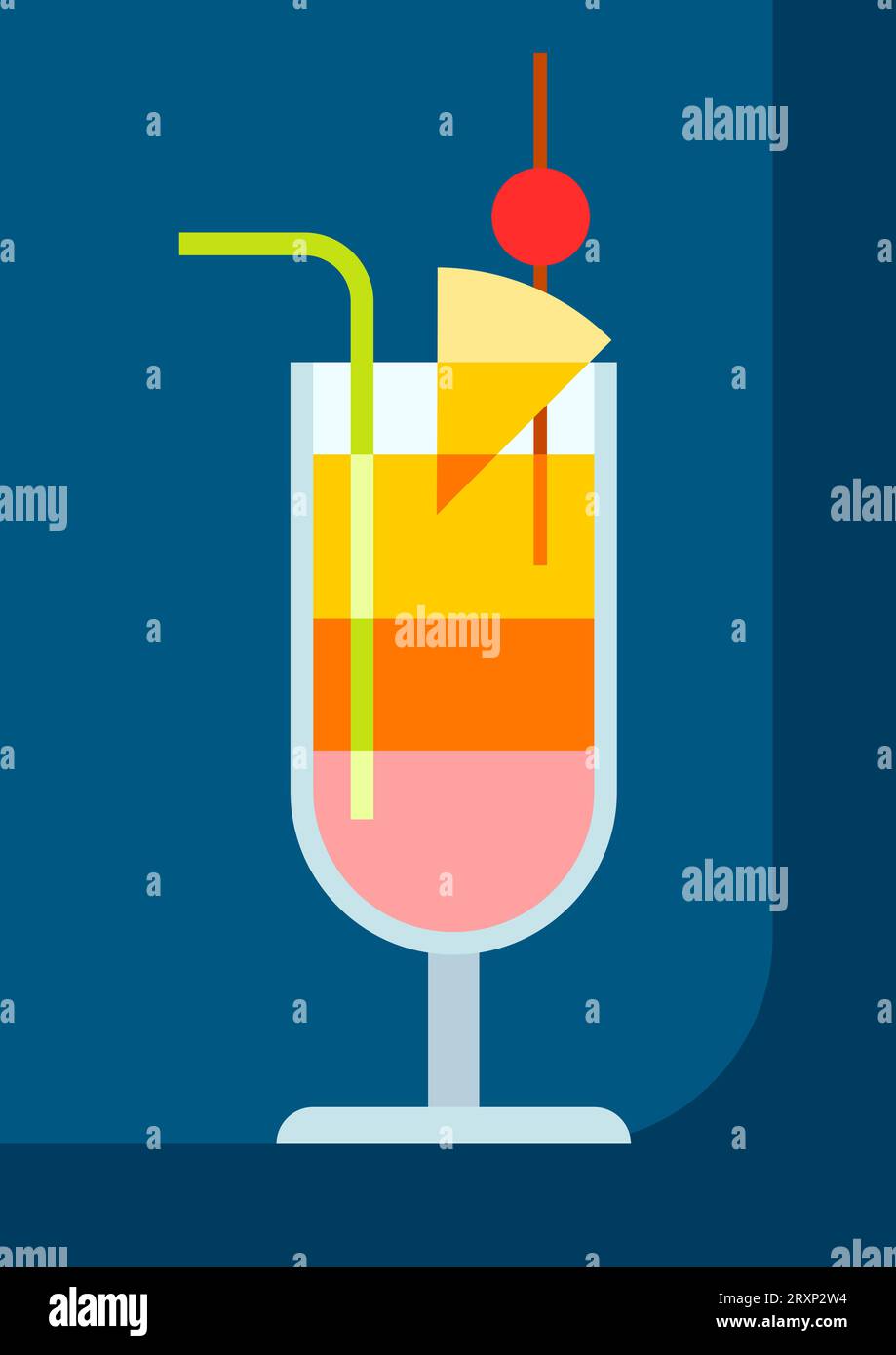 Pina colada cocktail in glass. Alcoholic drink illustration Stock ...