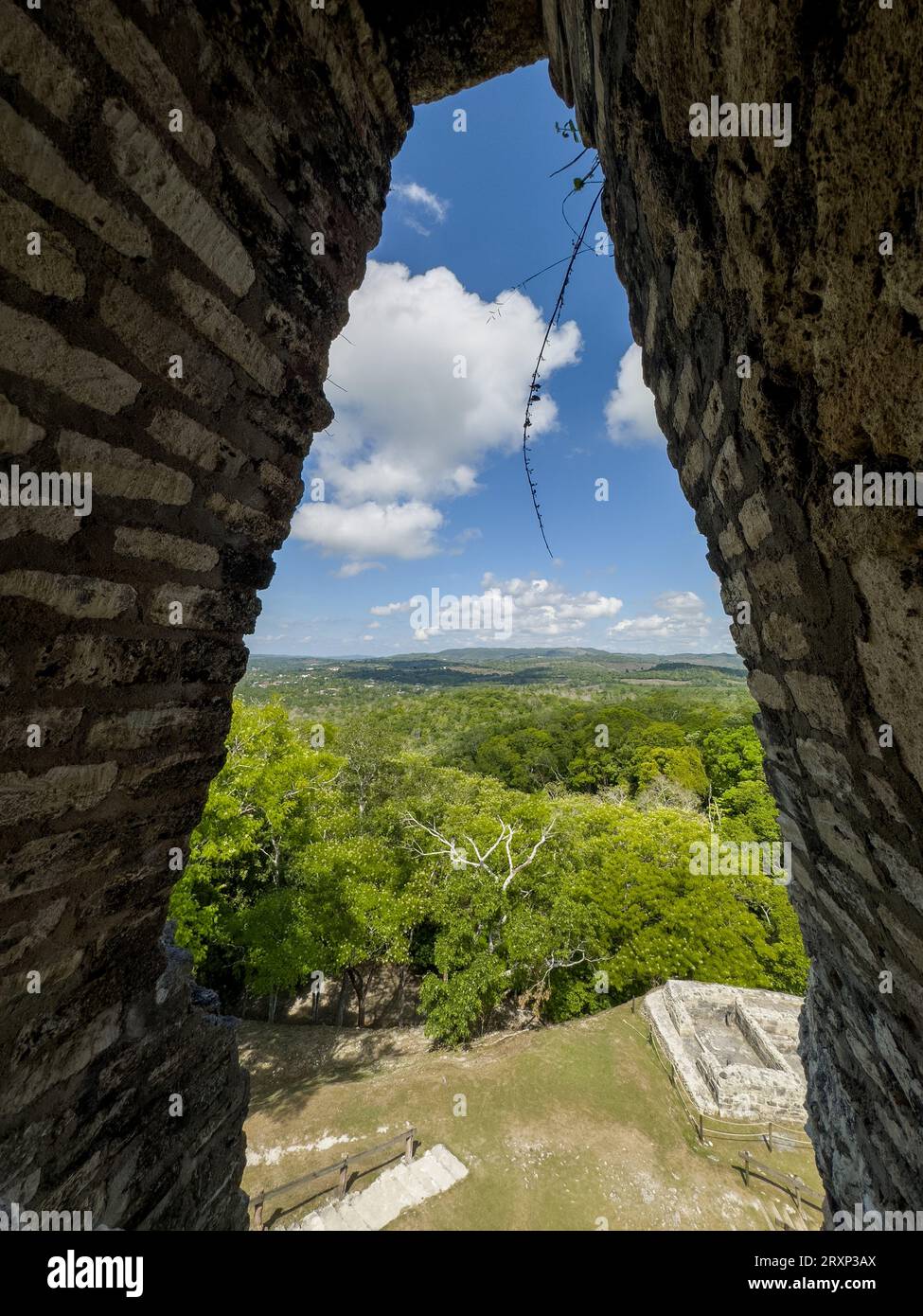 View through a corbel arch in El Castillo in the Xunantunich ...