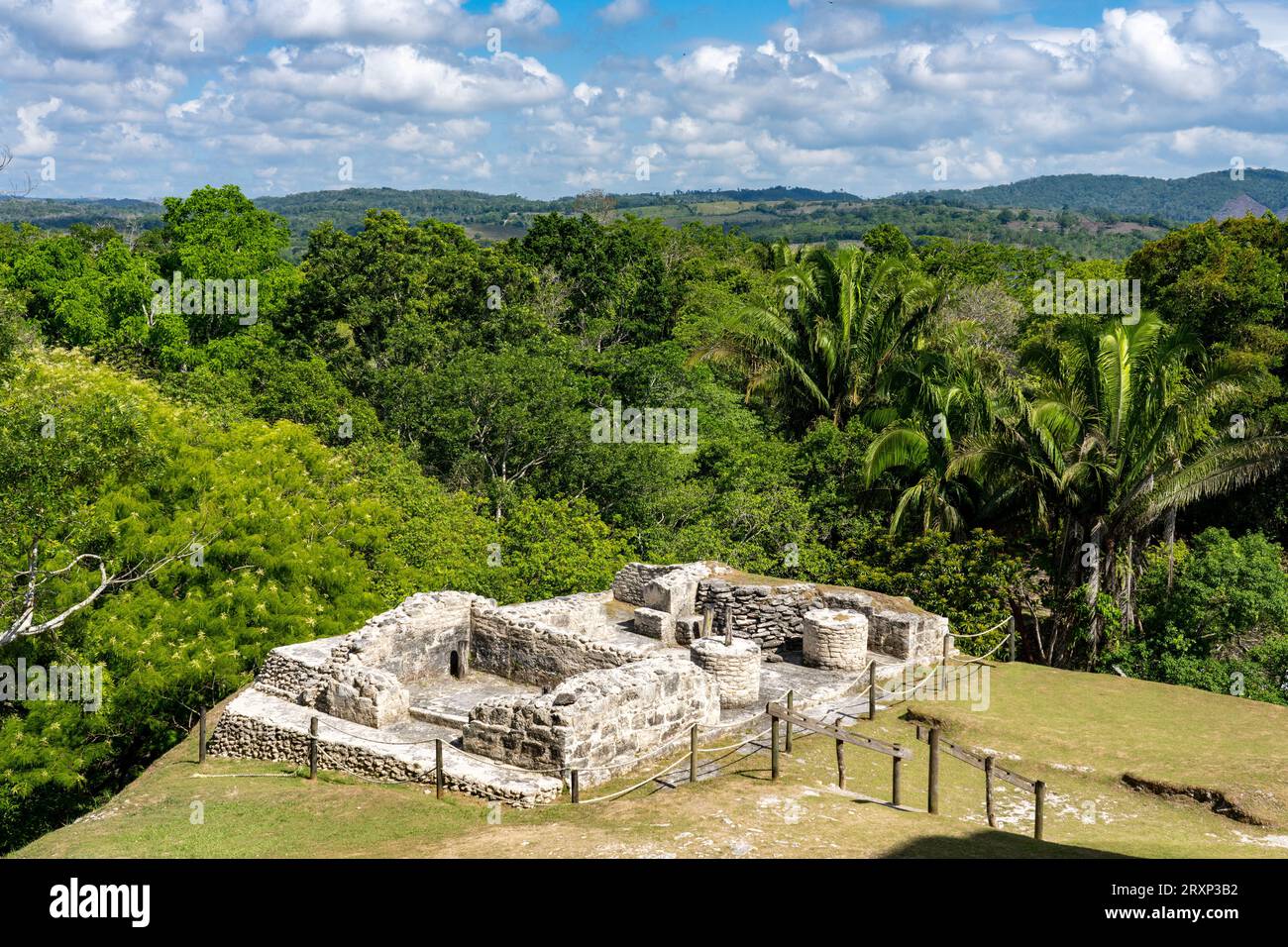 Partially-restored Structure A-20 in the Mayan ruins in the Xunantunich ...