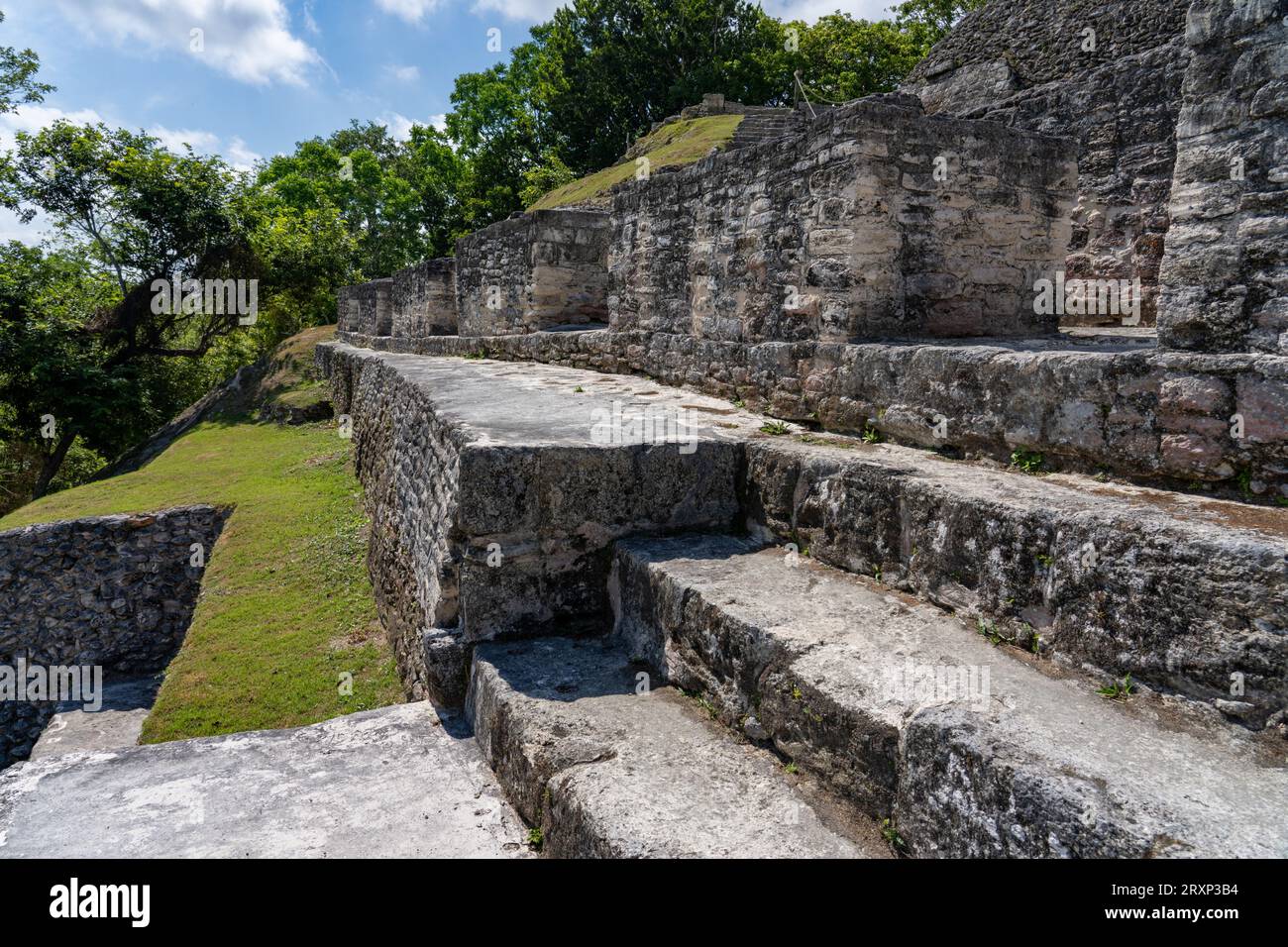 Structure A-32 on the front of El Castillo (Structure A-6) in the Mayan ...