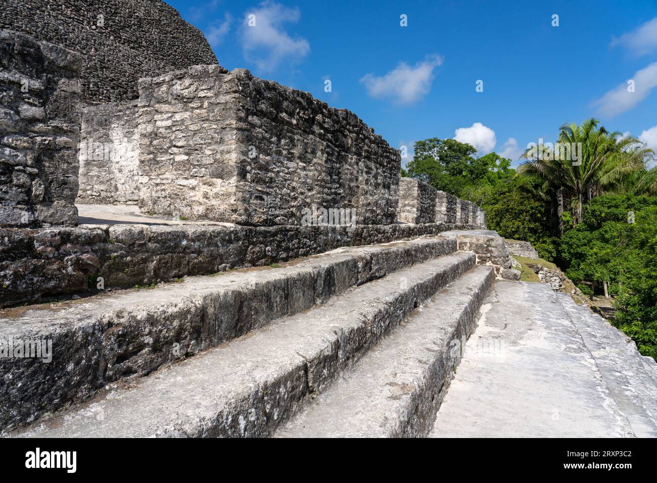 Structure A-32 on the front of El Castillo (Structure A-6) in the Mayan ...