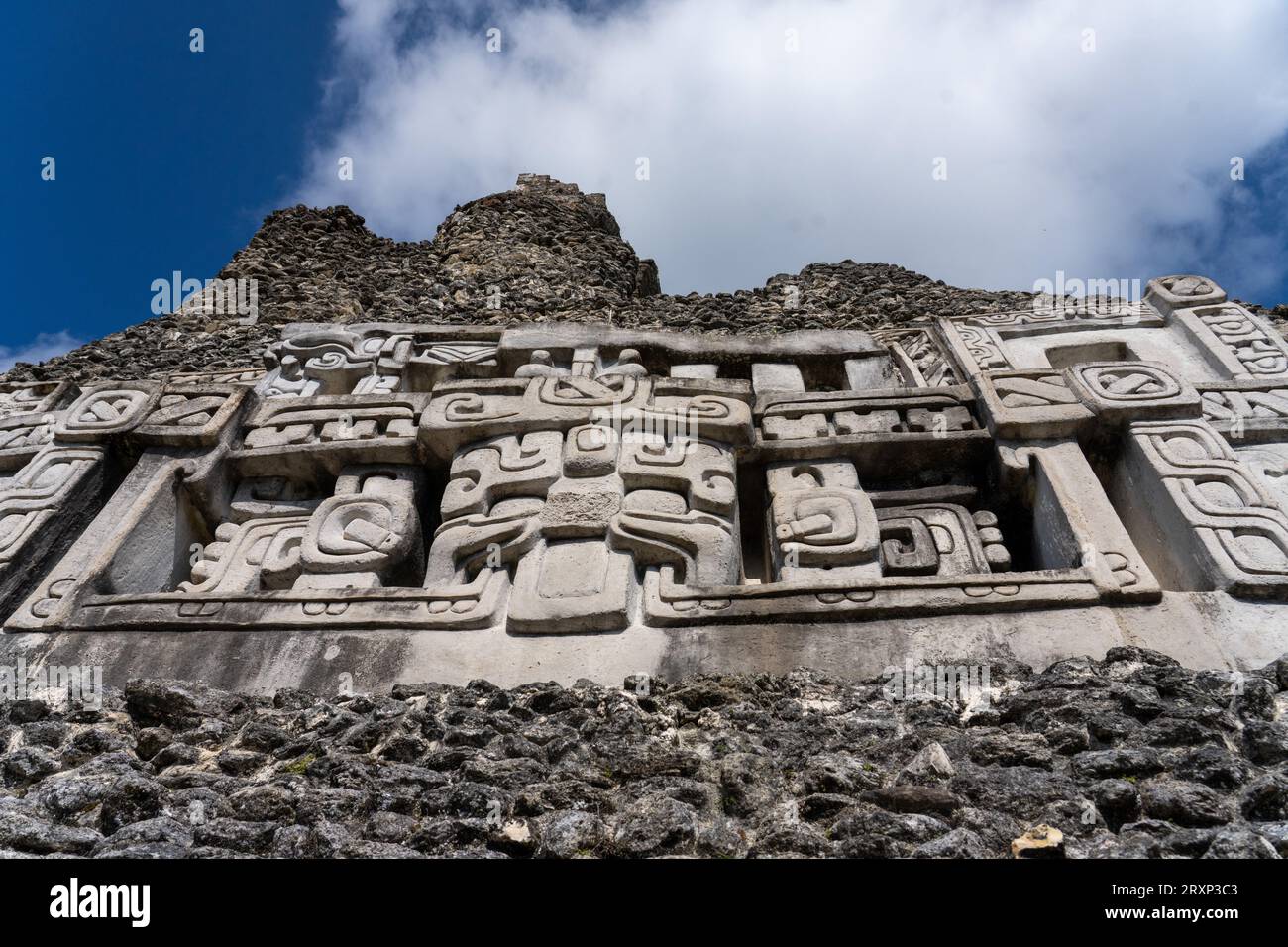 The east frieze on El Castillo or Structure A-6 in the Mayan ruins of ...