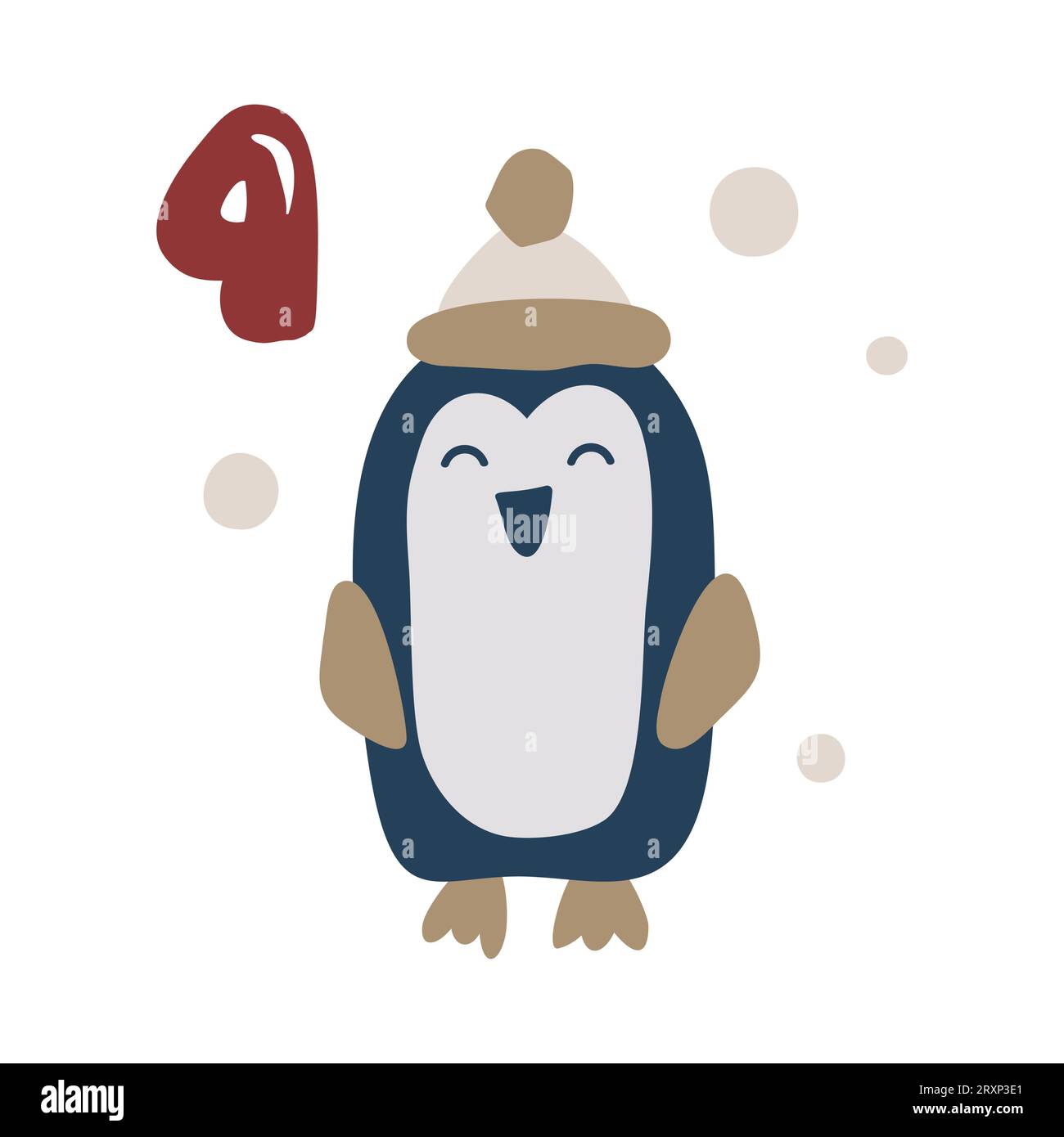 Christmas advent calendar with hand drawn penguin. Day four 4 ...