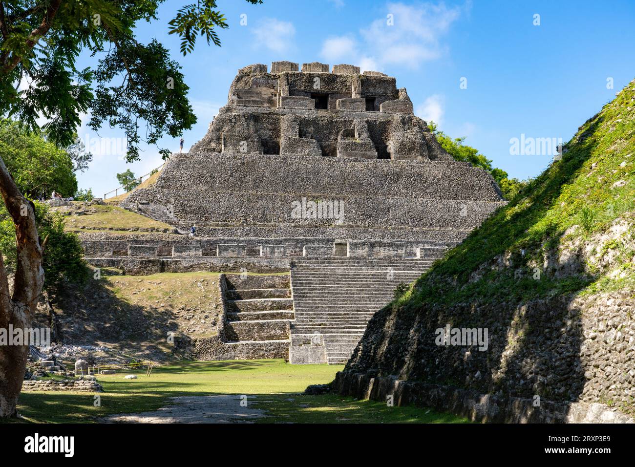 El Castillo, Structure 6, with the stairway of Structure 32 in front in ...