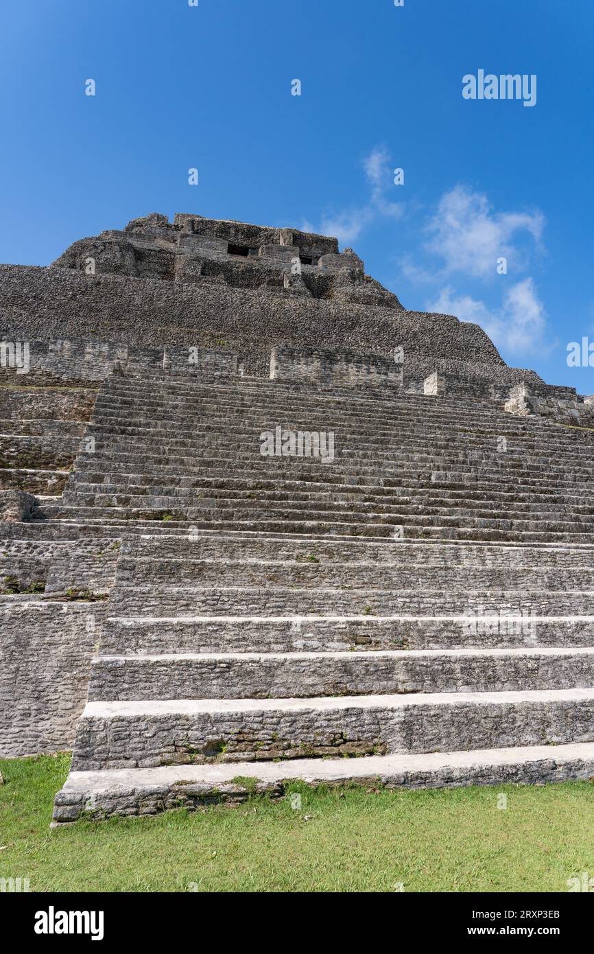 El Castillo, Structure 6, with the stairway of Structure 32 in front in ...