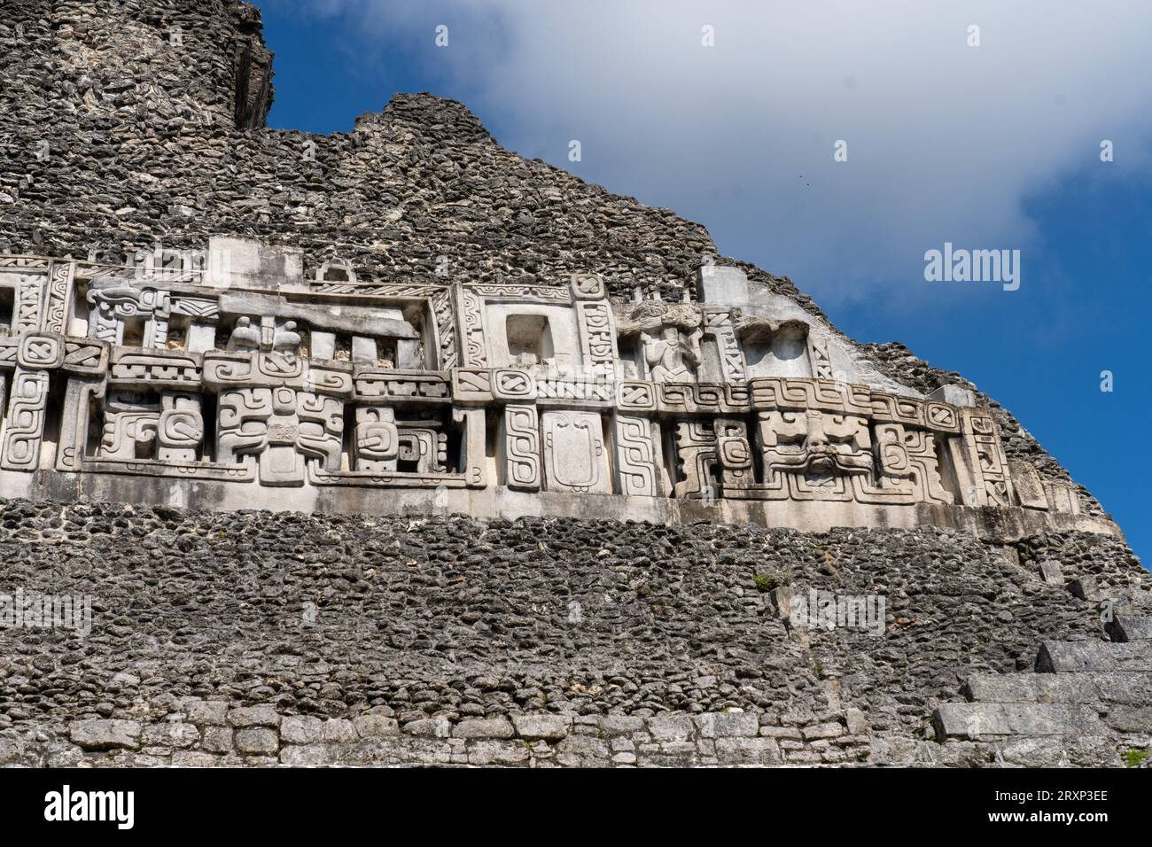 The east frieze on El Castillo or Structure A-6 in the Mayan ruins of ...