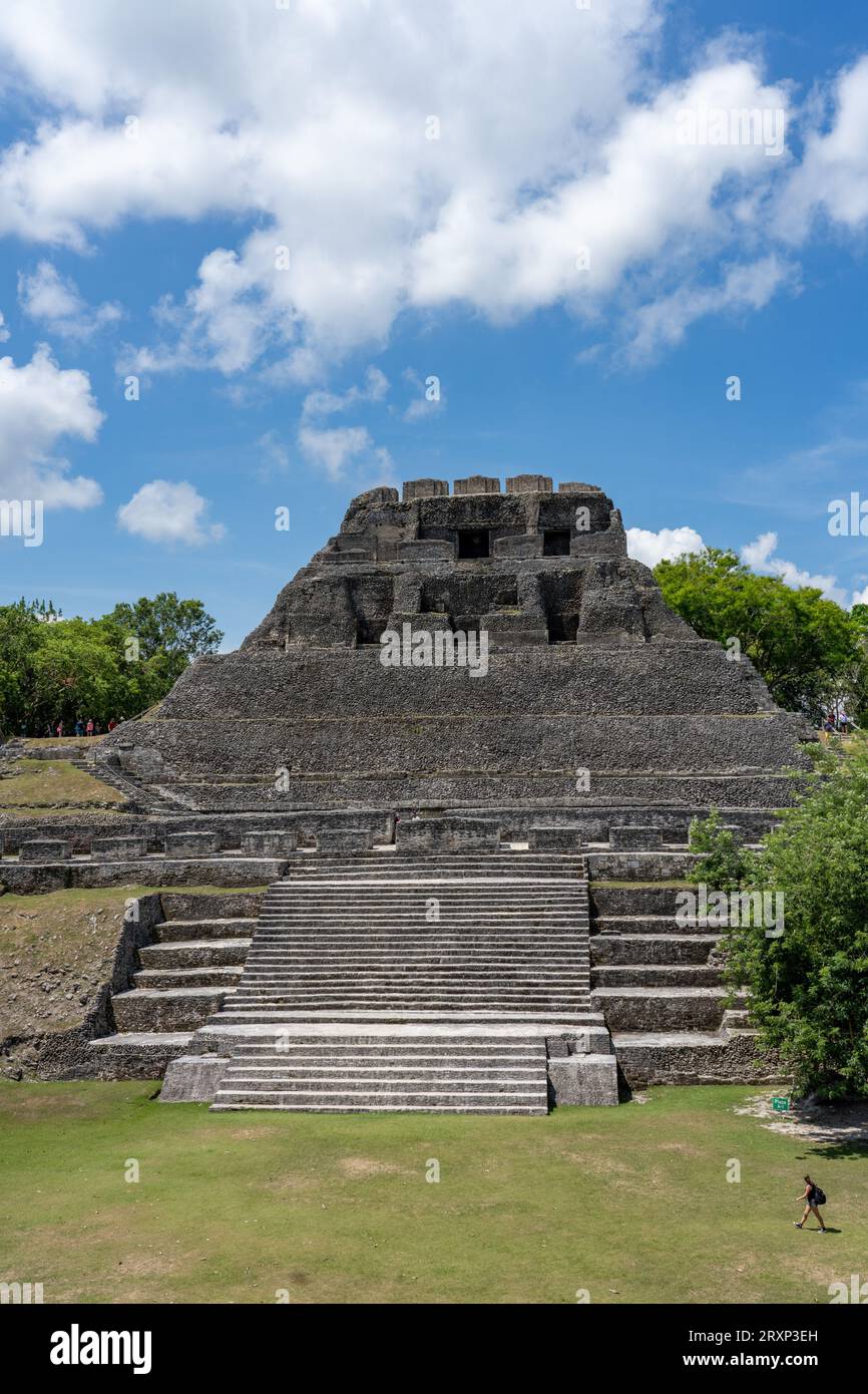 El Castillo, Structure 6, with the stairway of Structure 32 in front in ...