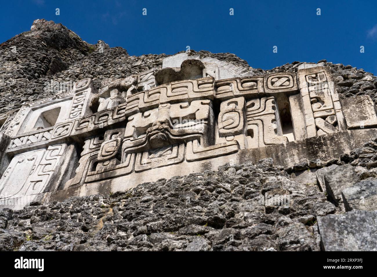 The east frieze on El Castillo or Structure A-6 in the Mayan ruins of ...