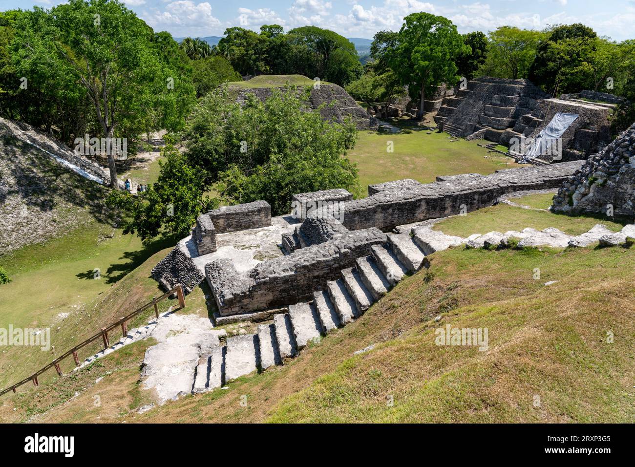Structure A-32 on the front of El Castillo (Structure A-6) in the Mayan ...