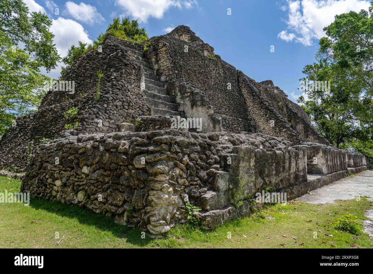 Structure A-11, a former elite palace in Plaza A-III in Mayan ruins in ...