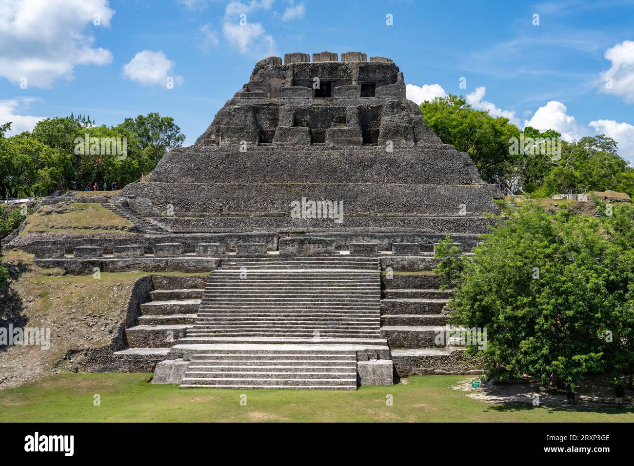 El Castillo, Structure 6, with the stairway of Structure 32 in front in ...