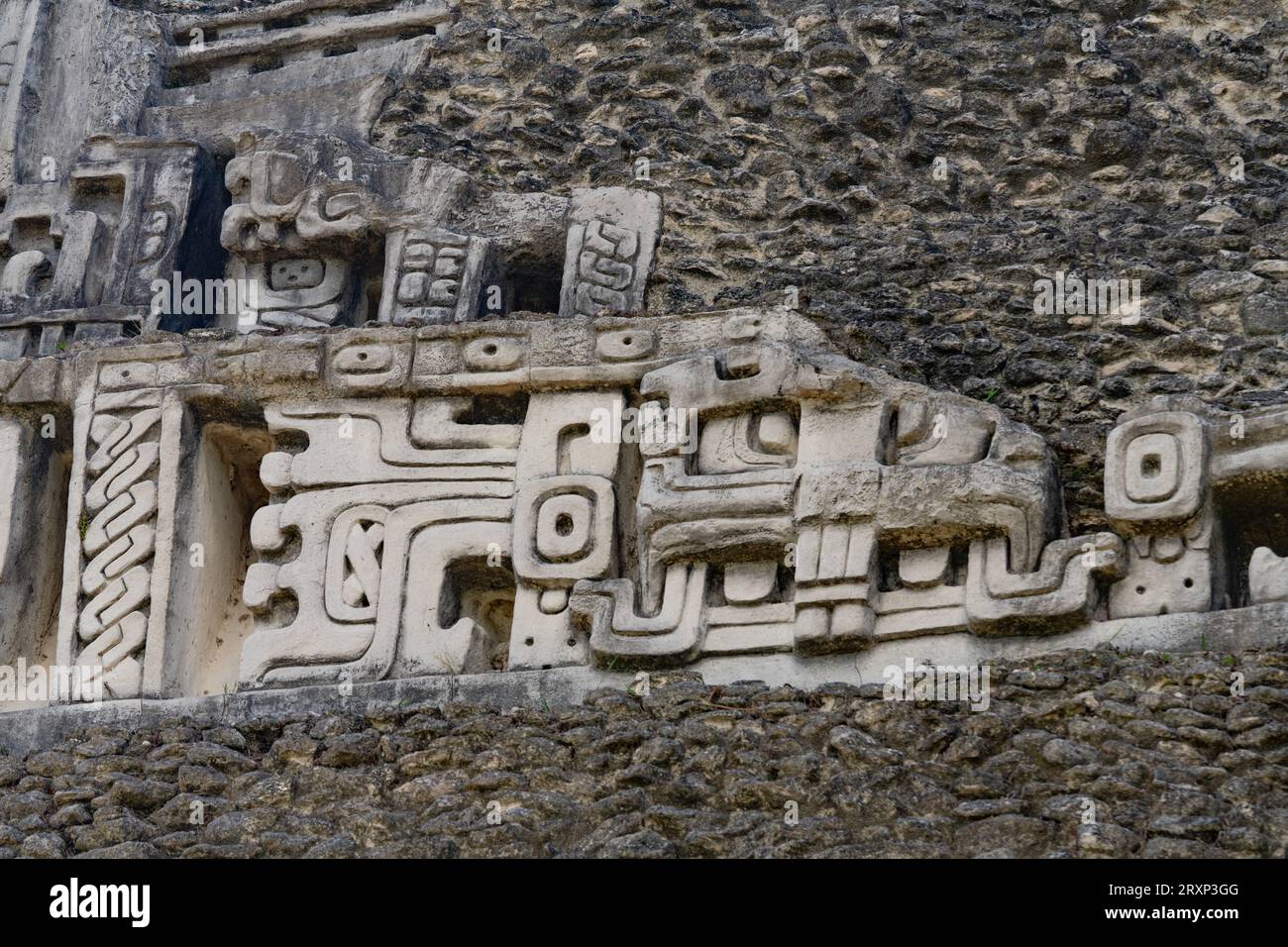 Detail of the west frieze on El Castillo or Structure A-6 in the Mayan ...