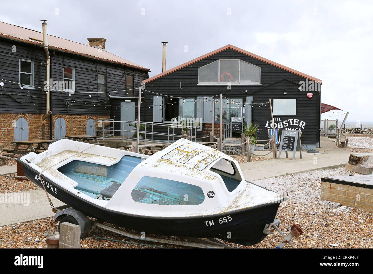 Lobster Shack restaurant, East Quay, Harbour, Whitstable, Kent, England ...