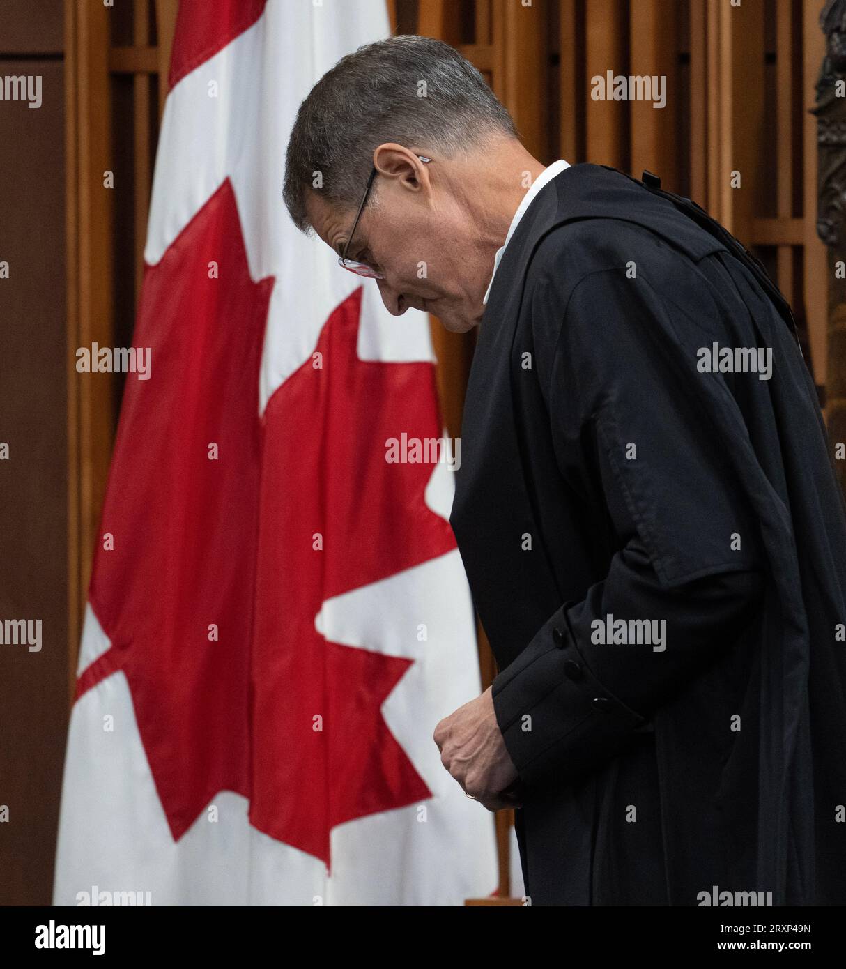 Ottawa, Canada. 26th Sep, 2023. Anthony Rota leaves the Speakers chair ...