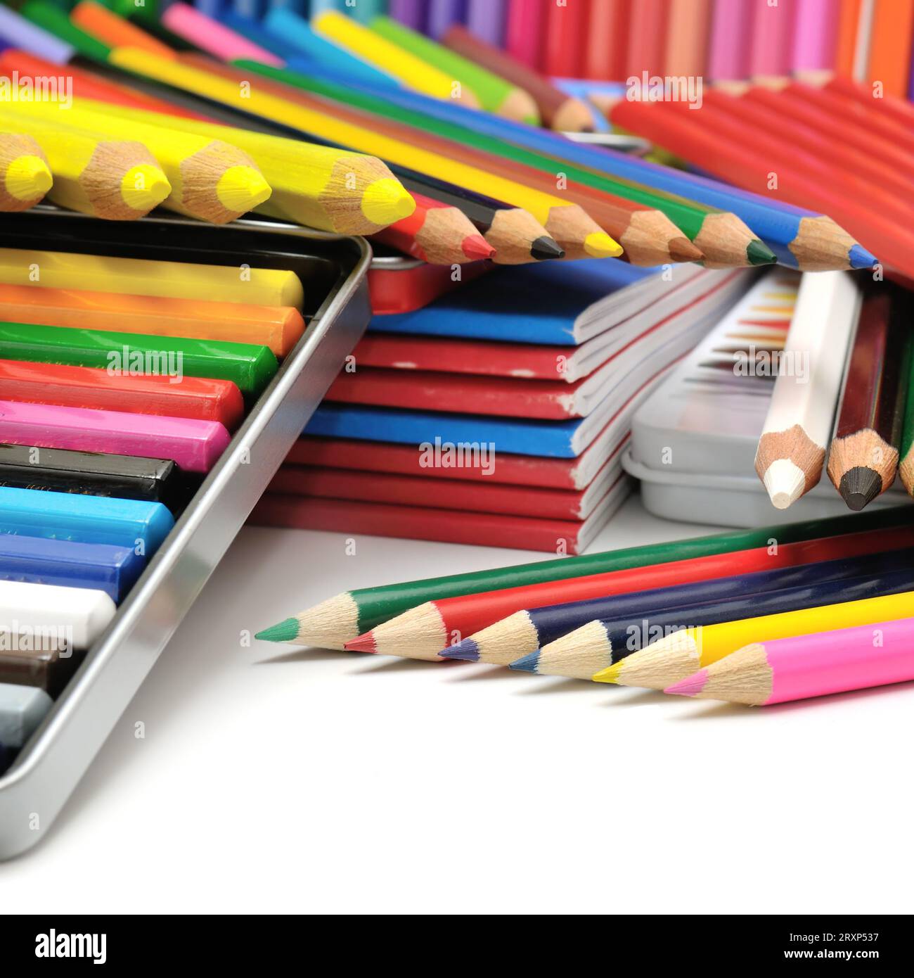 collection colored pencils isolated on white background Stock Photo - Alamy