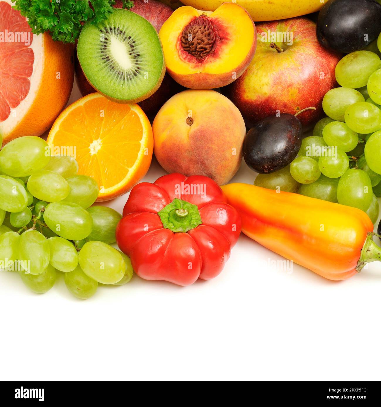 collection fruits and vegetables isolated on white Stock Photo - Alamy
