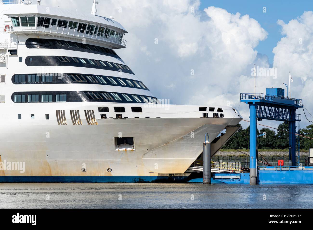 ferry with open bow doors at terminal Stock Photo - Alamy