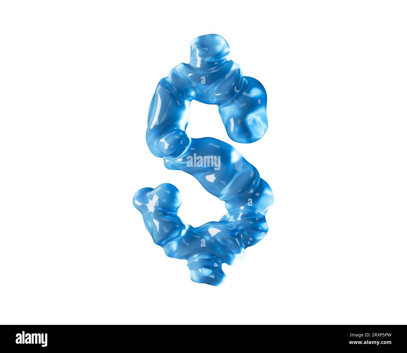 Symbol made of blue water like wavy liquid. 3d illustration of blue ...
