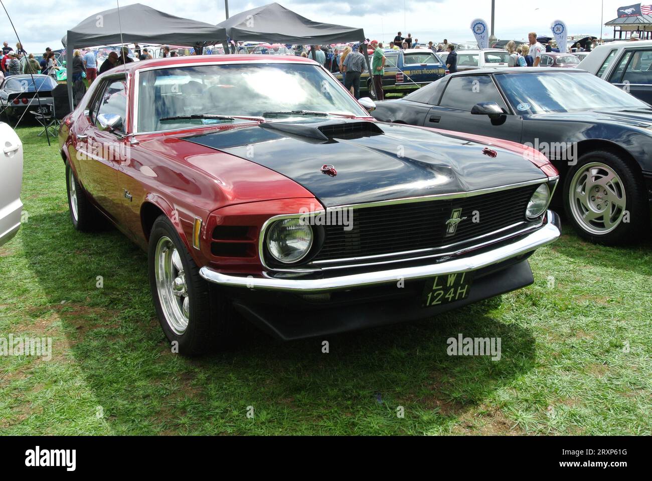 A 1970 Ford Mustang parked on display at the English Riviera classic ...