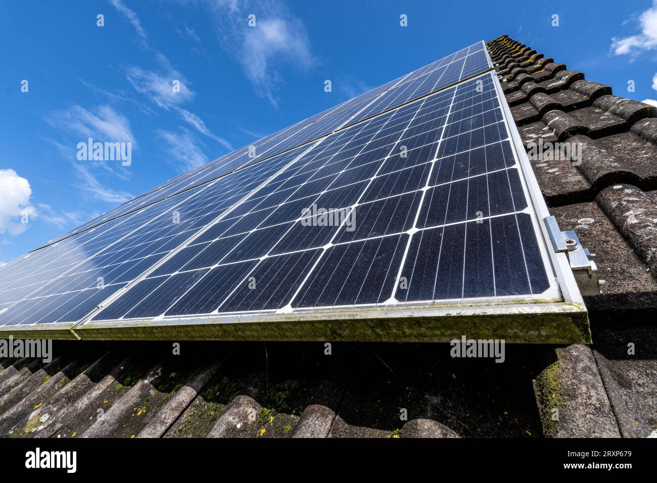 roof-mounted solar collectors on residential house Stock Photo - Alamy