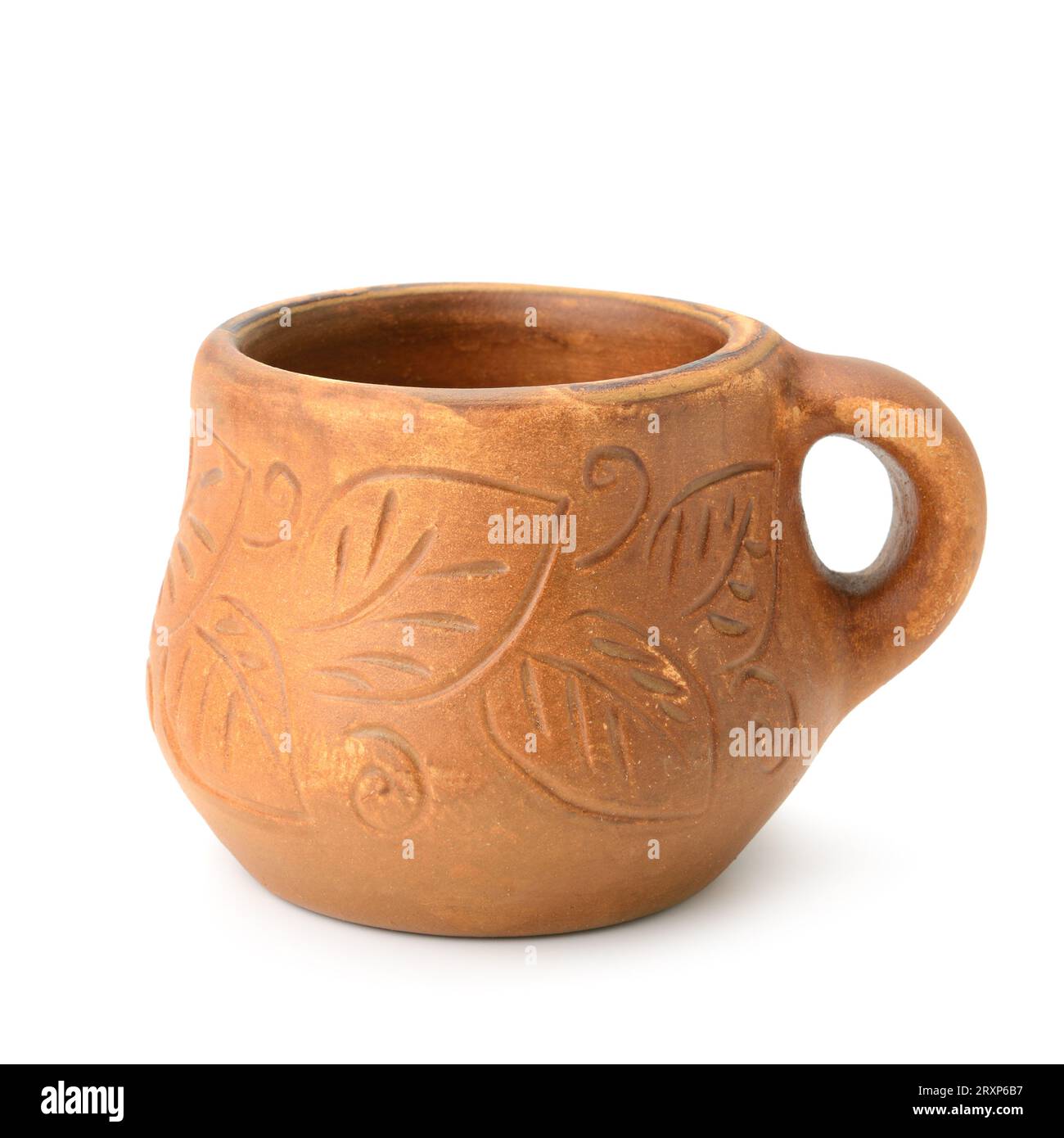 clay cup isolated on white Stock Photo - Alamy