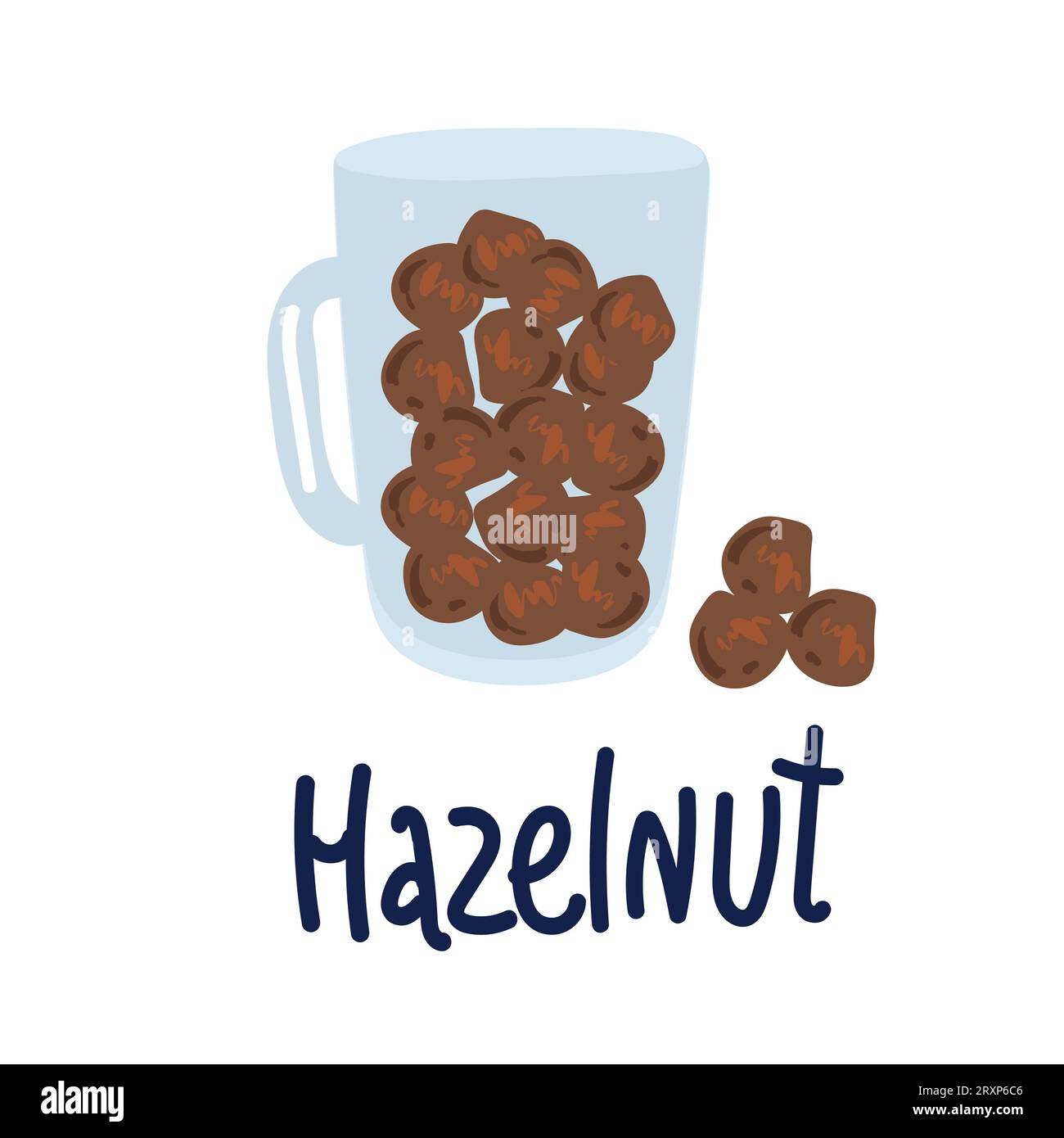 cup of hazelnut Vector illustration of a hazelnut peeled whole, chopped ...