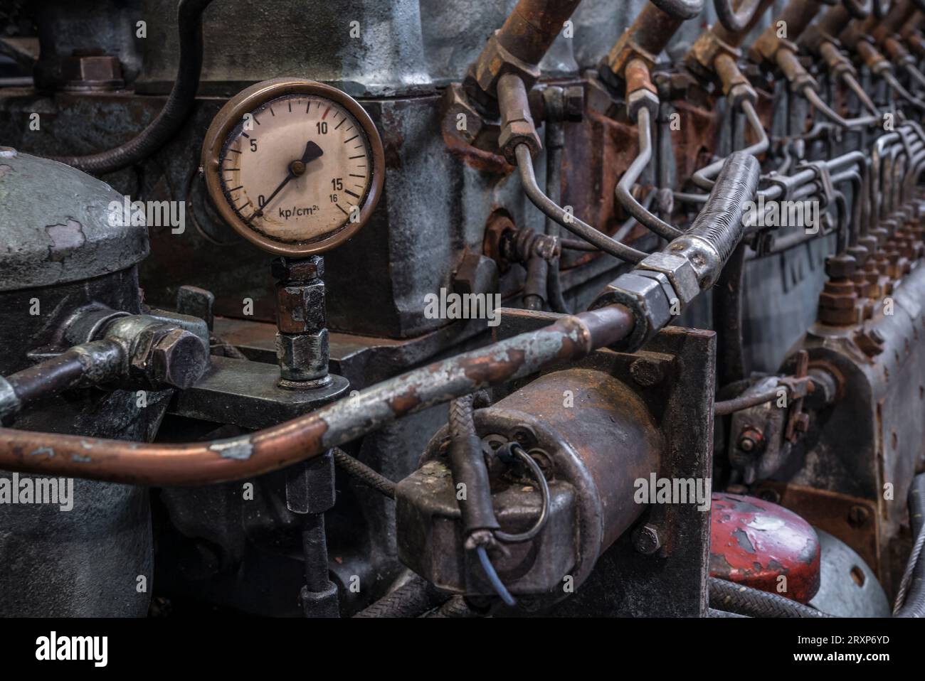 detail of an old diesel engine Stock Photo - Alamy