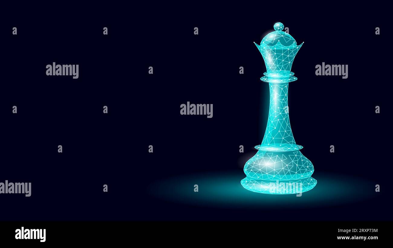 3D chess king silhouette drawing. Polygonal play strategy game graphic ...