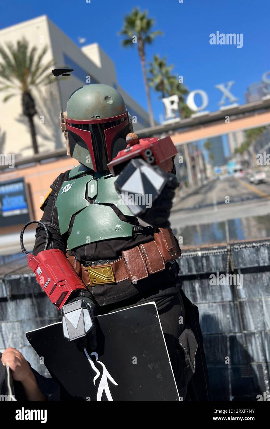 A picketers dressed as the character Boba Fett participates in a "Star ...