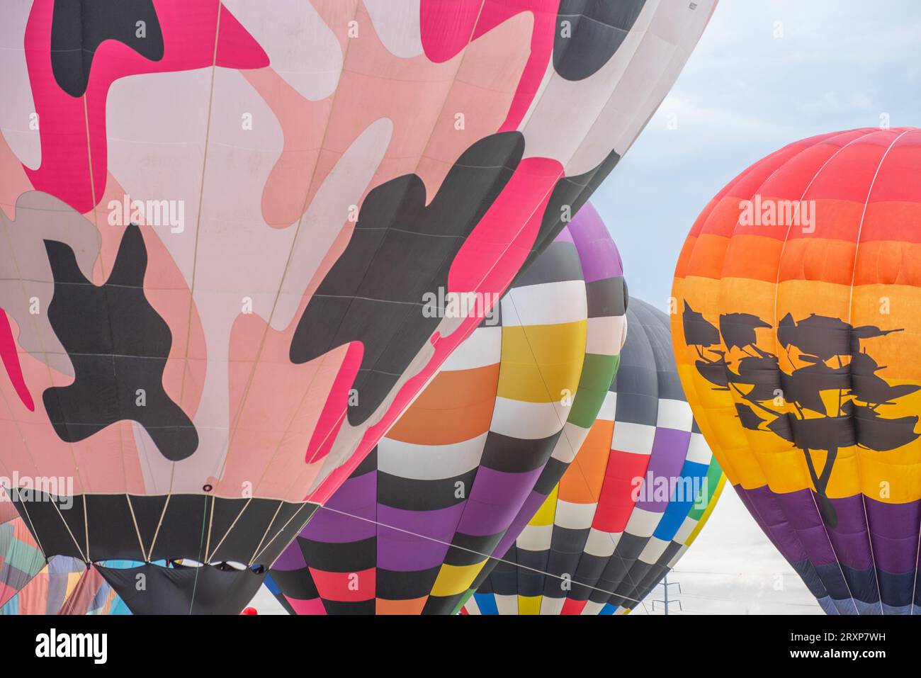 Balloons fly over Albuquerque in the International Balloon Fiesta Stock ...