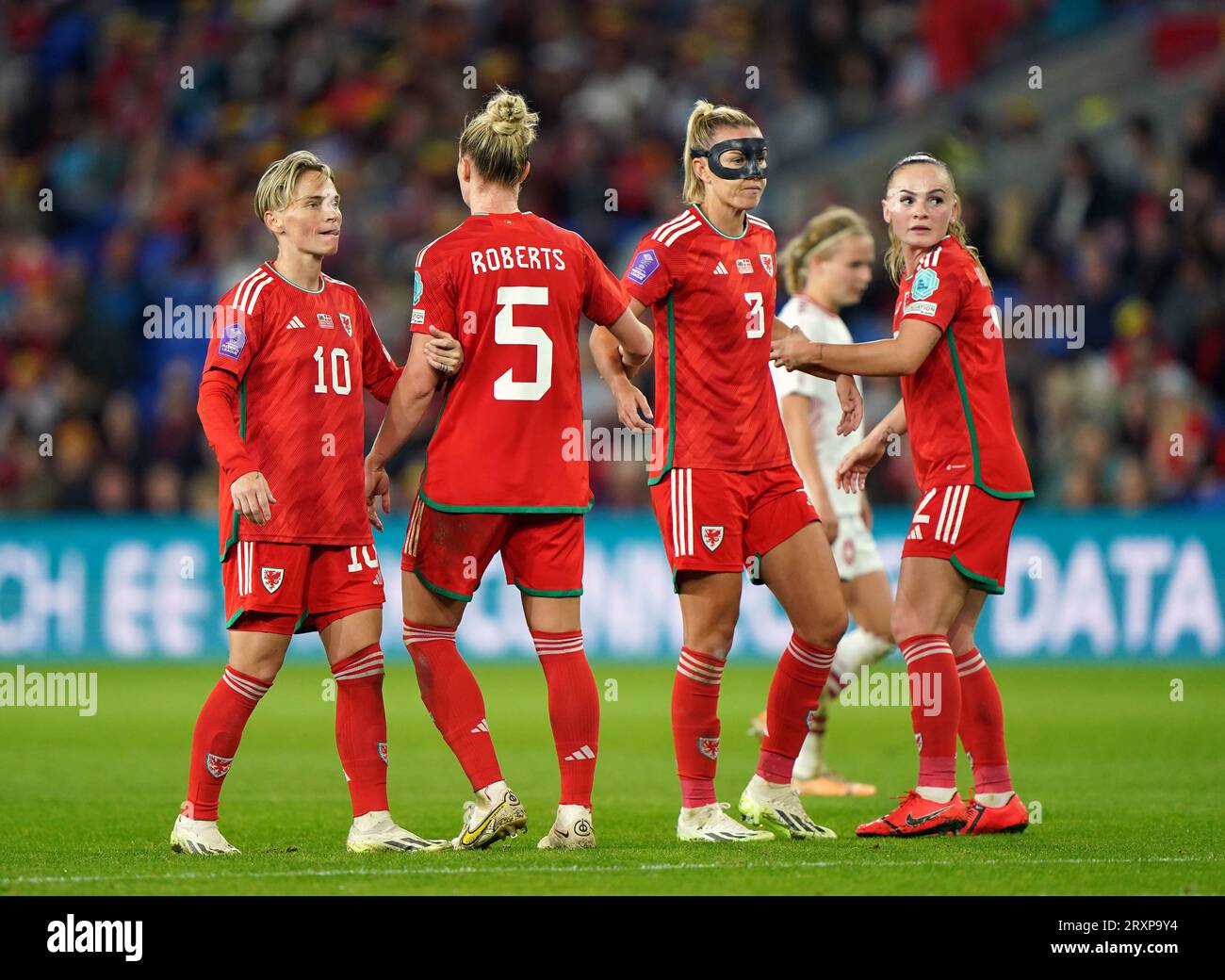 Wales' Jessica Fishlock, Rhiannon Roberts, Gemma Evans, and Lily ...