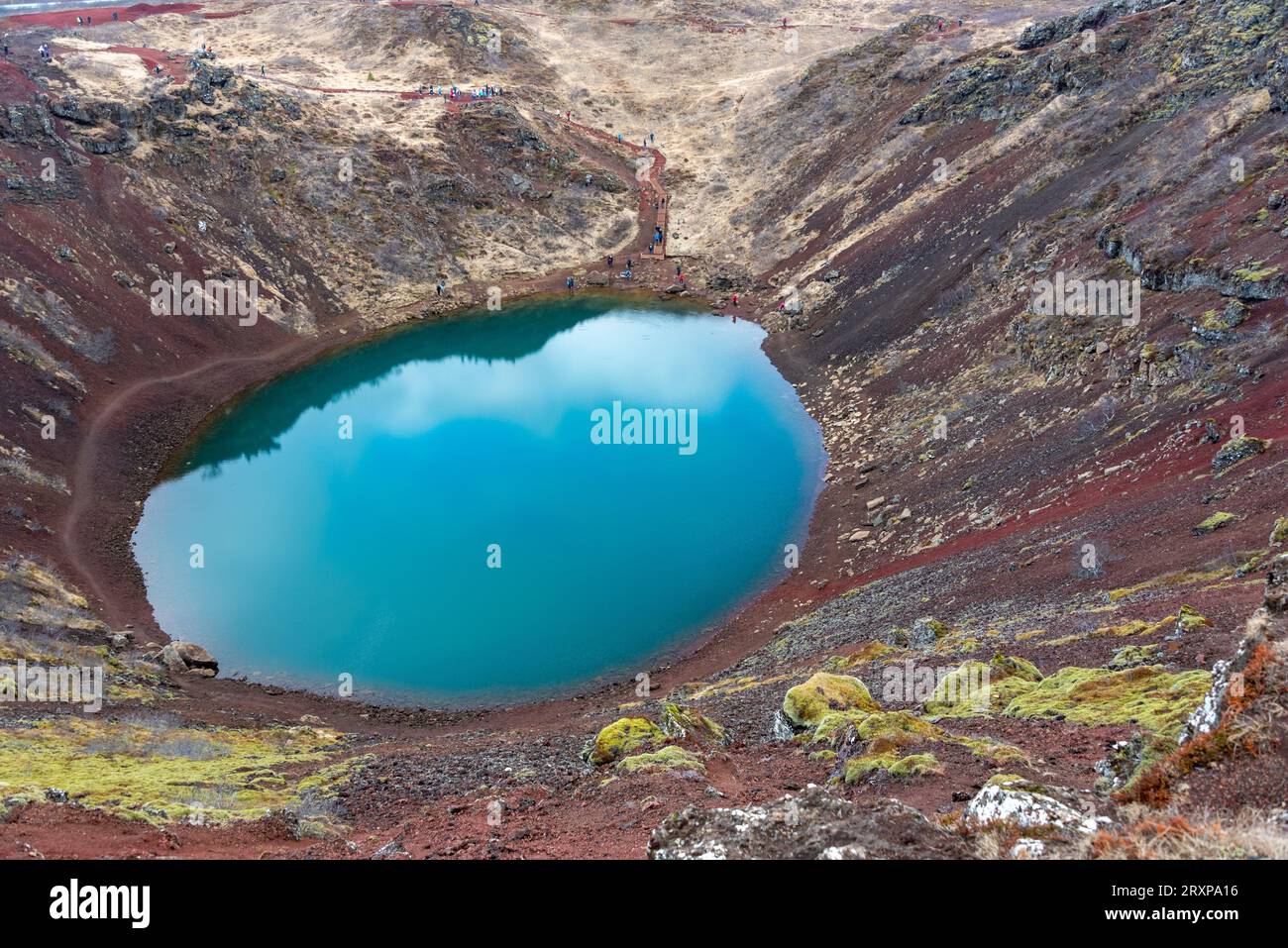 Lake in an old volcano crater Stock Photo - Alamy