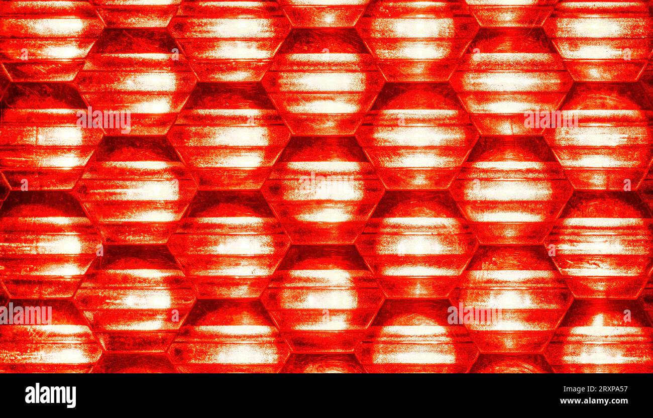 Abstract red hexagons bright red hexagon lights alarm light macro ...