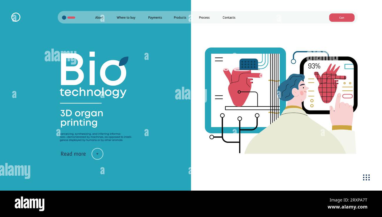 Bio Technology, 3D organ printing -modern flat vector concept ...
