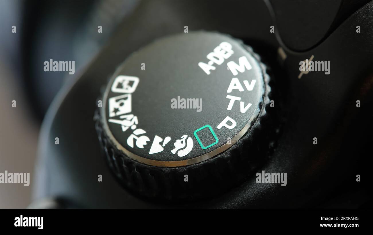 Canon professional DSLR camera settings dial macro, detail extreme closeup, shallow dof ...