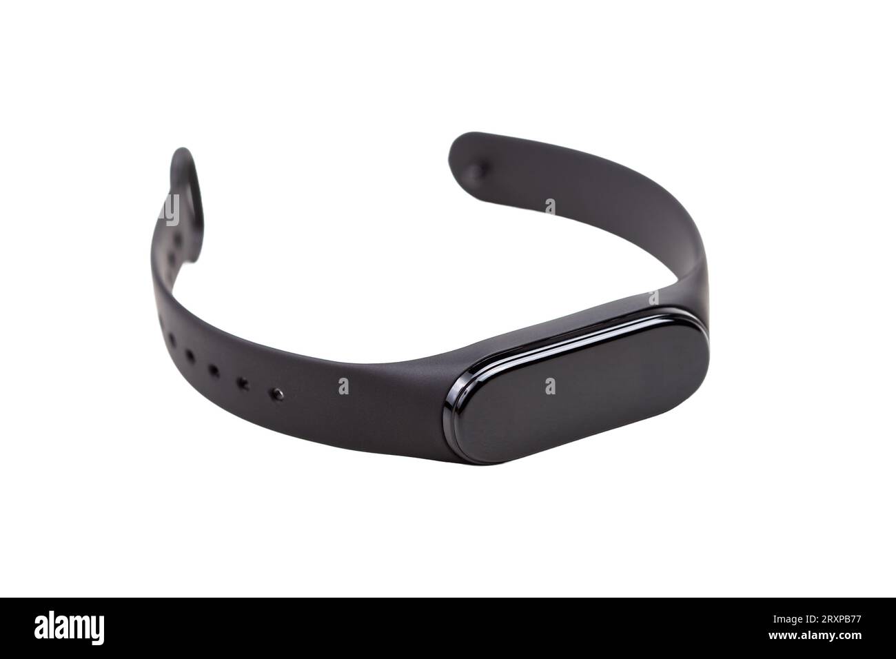 Generic blank black smart fit band, smartwatch object isolated on white ...