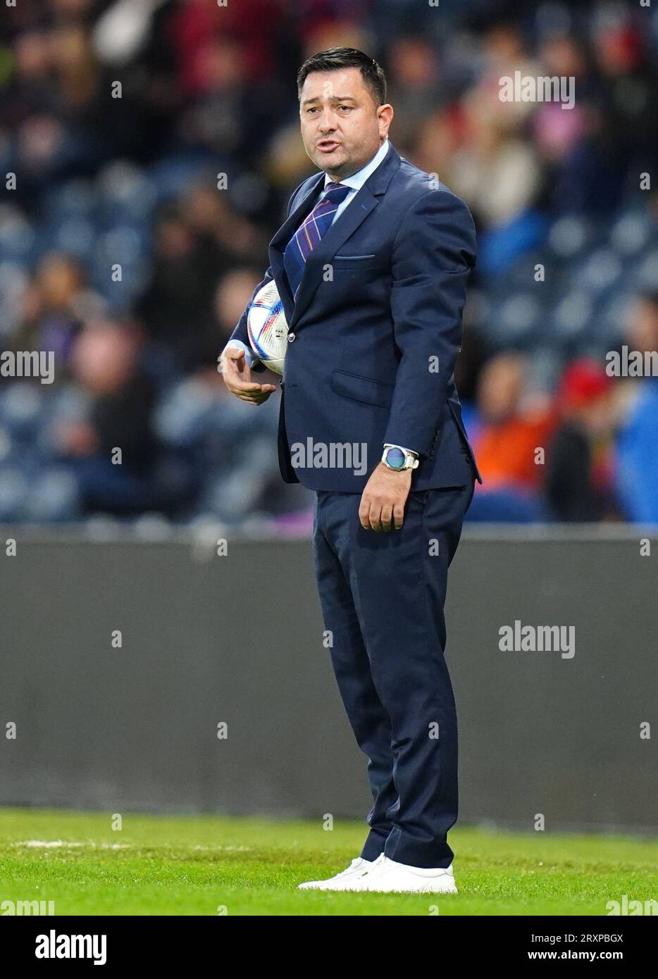Scotland head coach Pedro Martinez Losa reacts on the touchline during ...