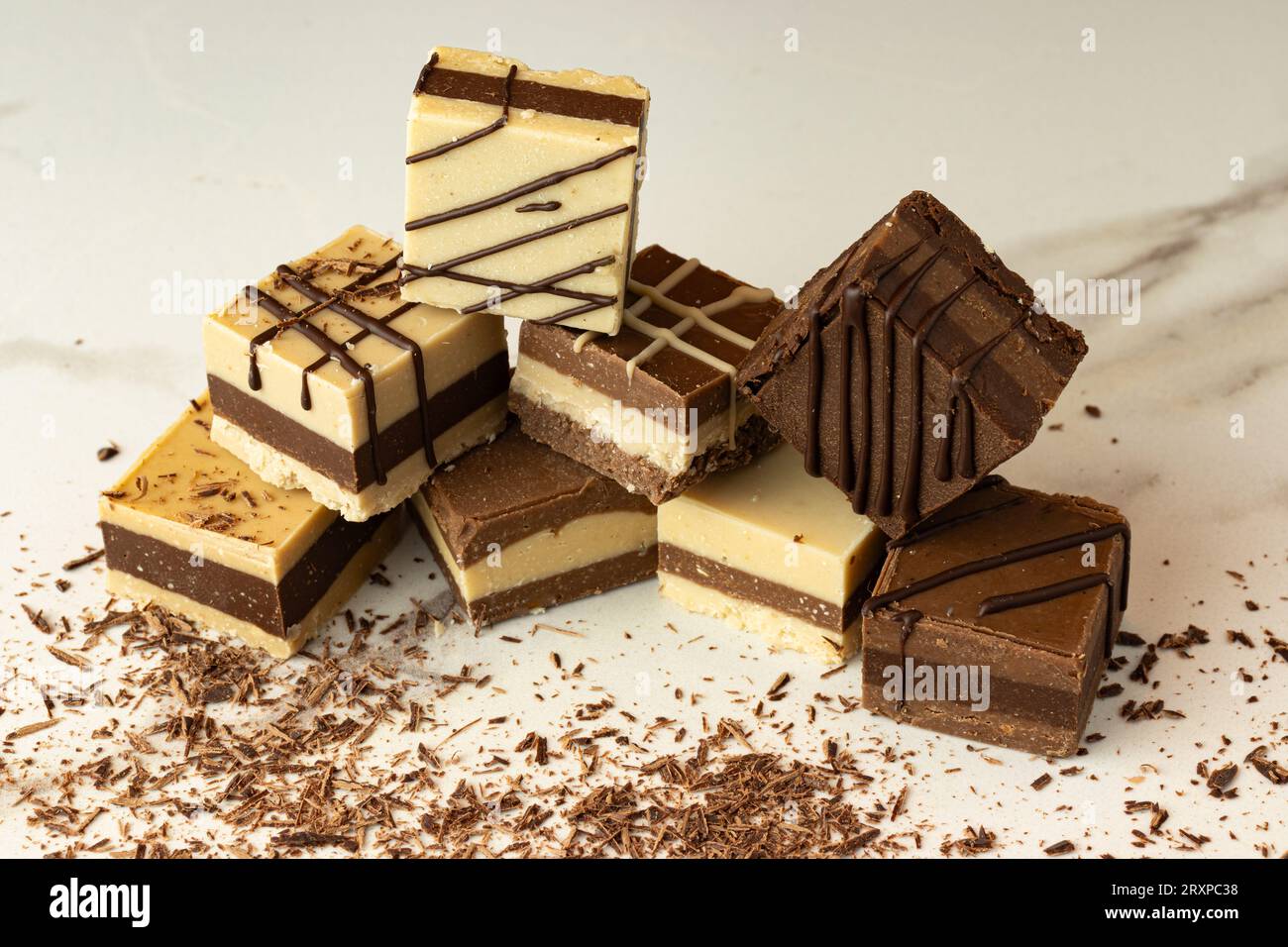 Cremino or Moroccan style chocolate bar with almonds and peanuts Stock ...
