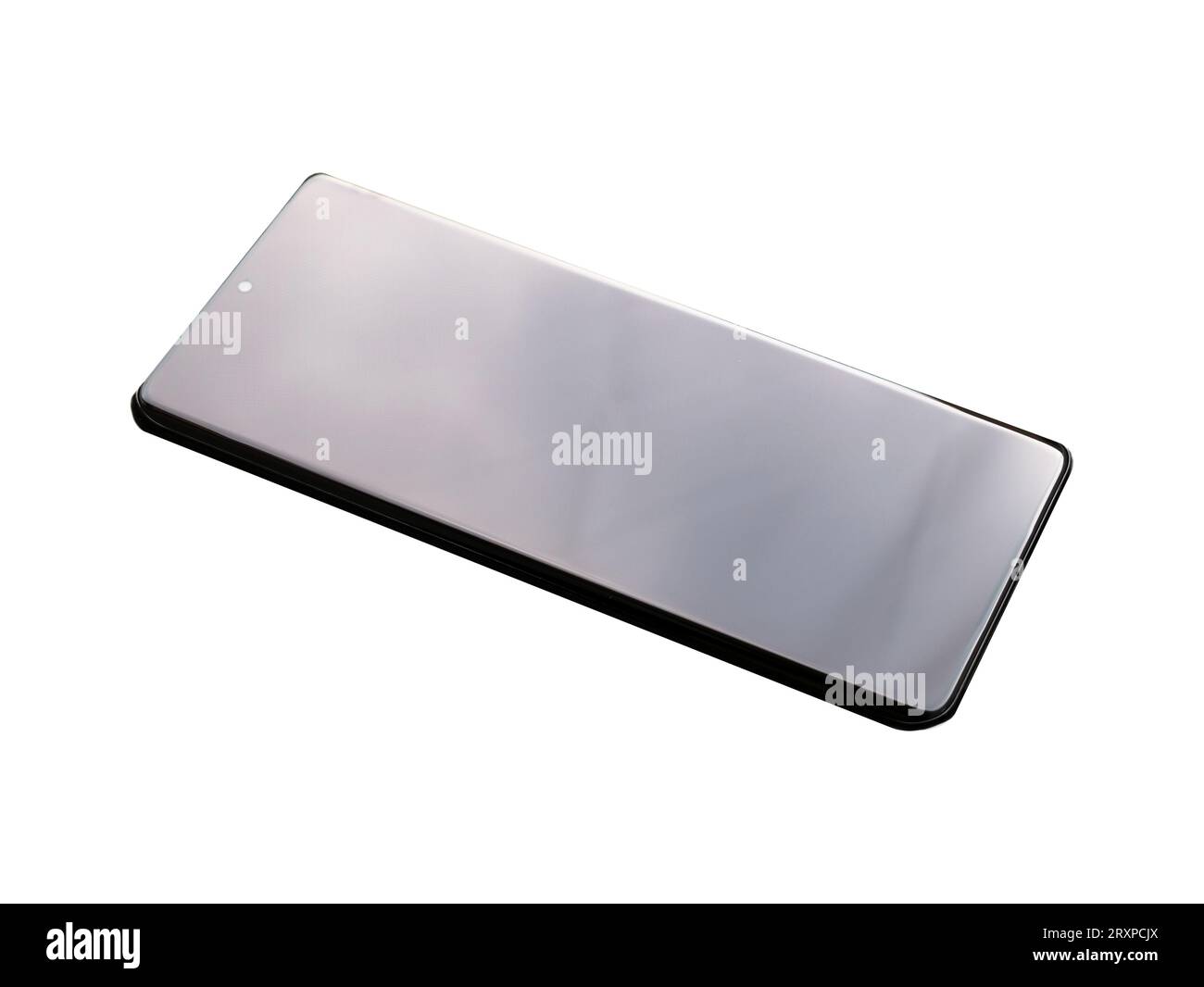 Simple large flat generic modern smartphone up close, mobile phone with ...